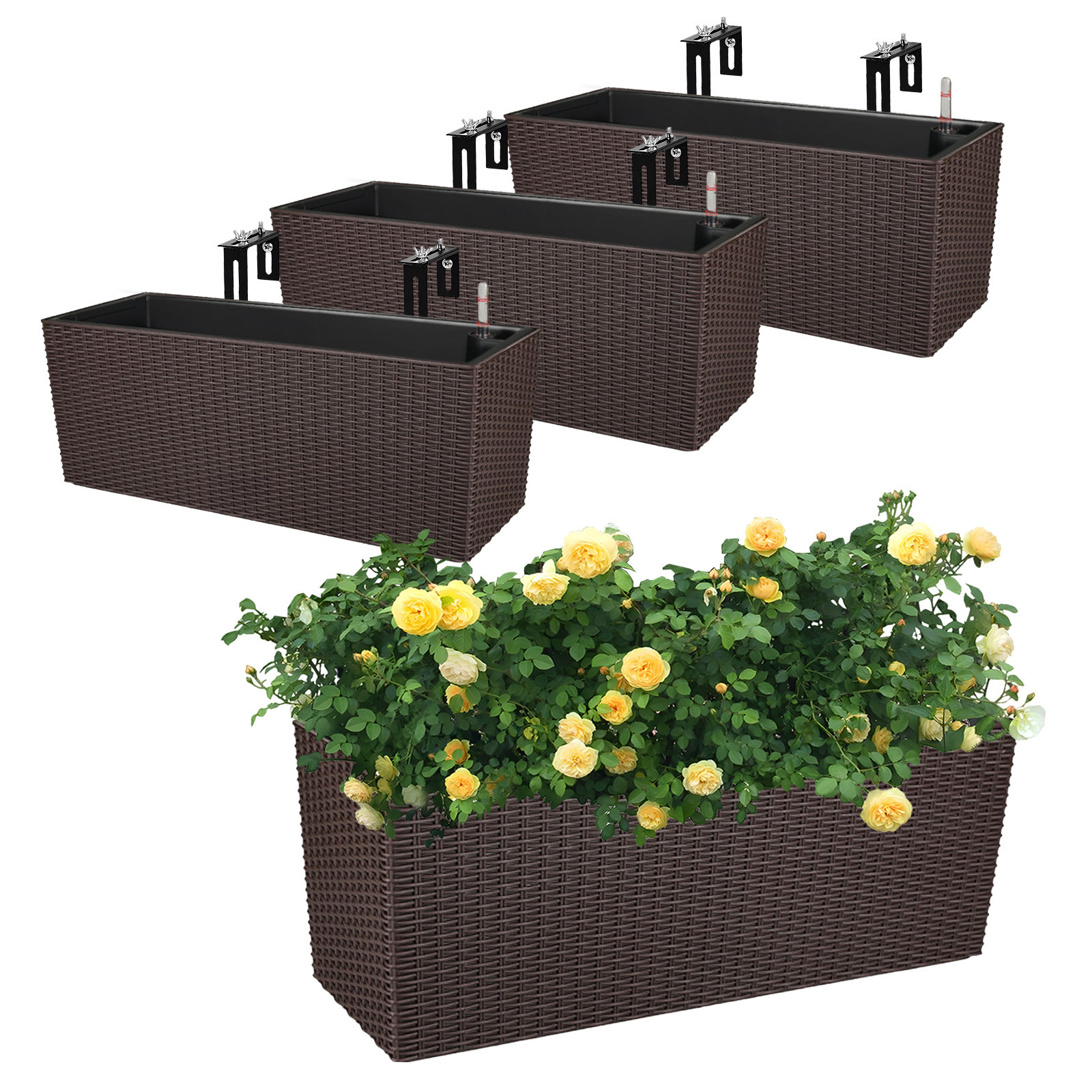 Winston Porter Mahliya Window Box Wall Mount/Railing Planter Box with ...