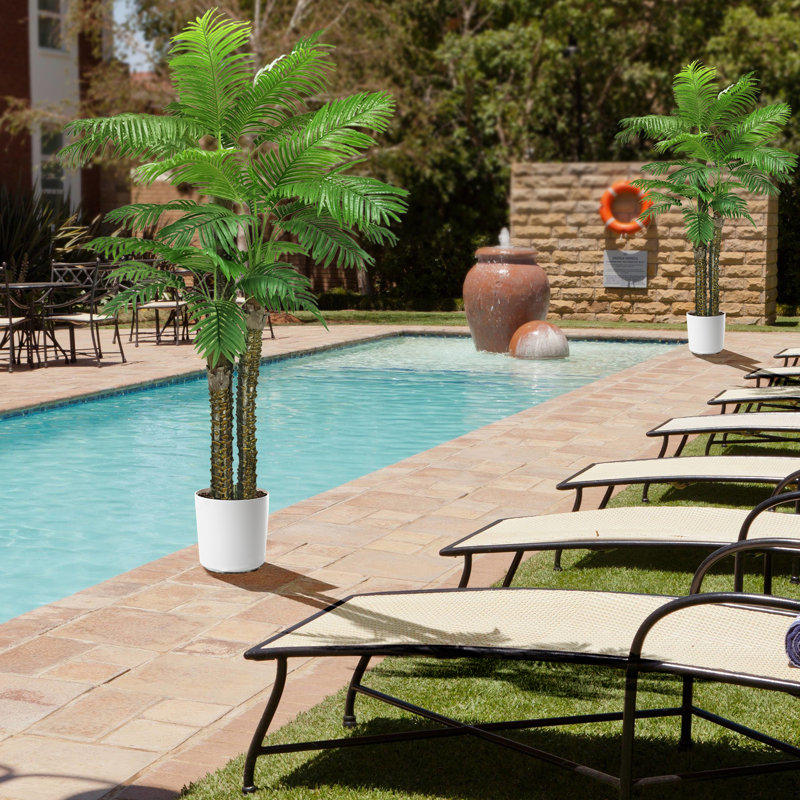 Primrue Artificial Palm Tree For Outdoors Triple Tropical Phoenix Palm ...