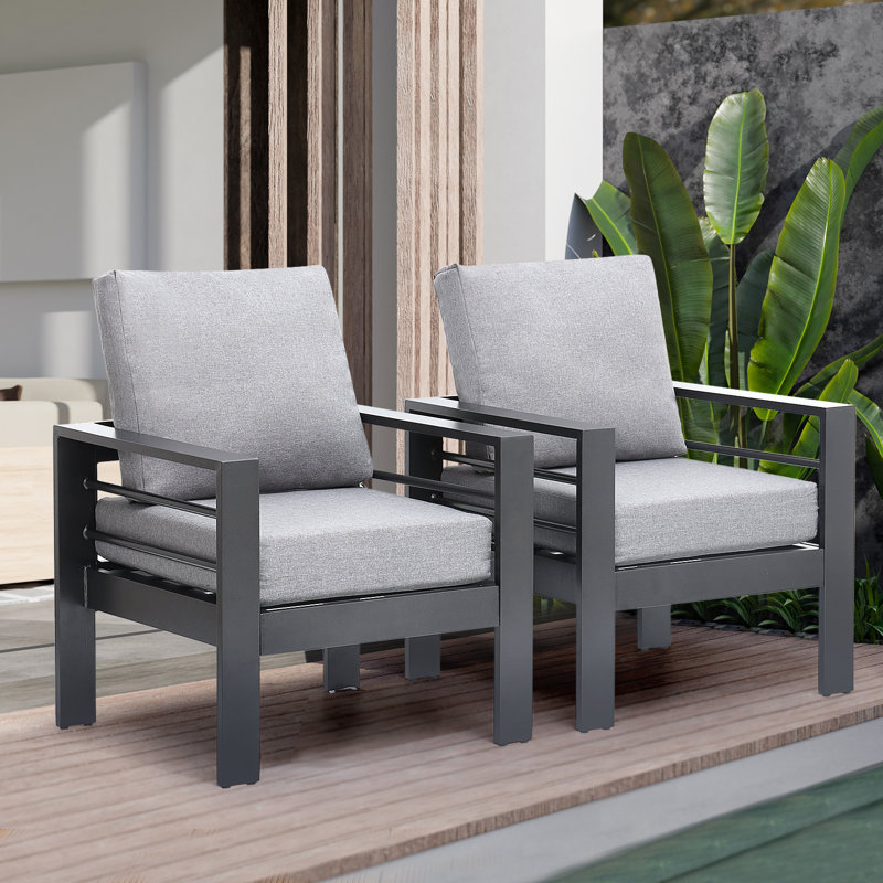 Ebern Designs Avraham Aluminum Patio Chair with Cushions | Wayfair