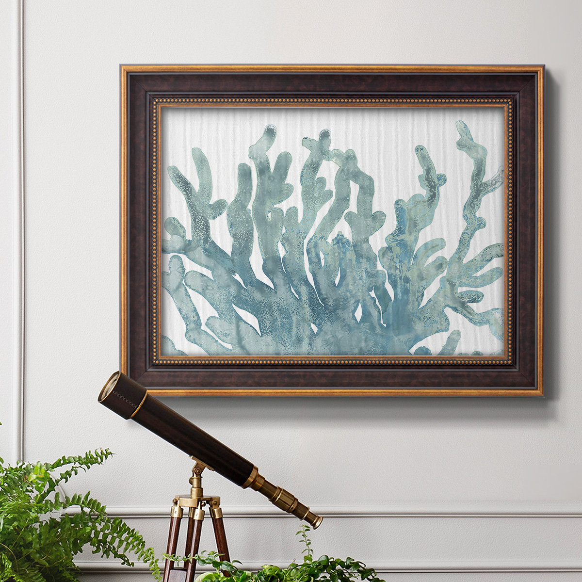 Highland Dunes Blue Macro Coral III Premium Framed Canvas- Ready To ...