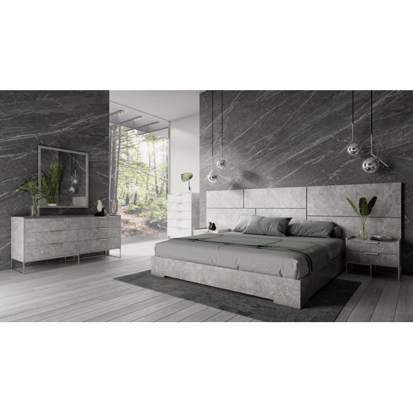 VIG Furniture Marbella - Italian Modern Grey Bed Set & Reviews | Wayfair