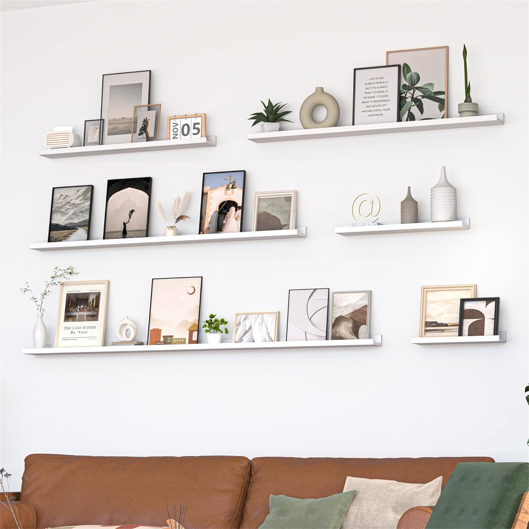 Zoomie Kids Picture Ledge Shelf Bookcase, Set of 2 Floating Bookshelves ...