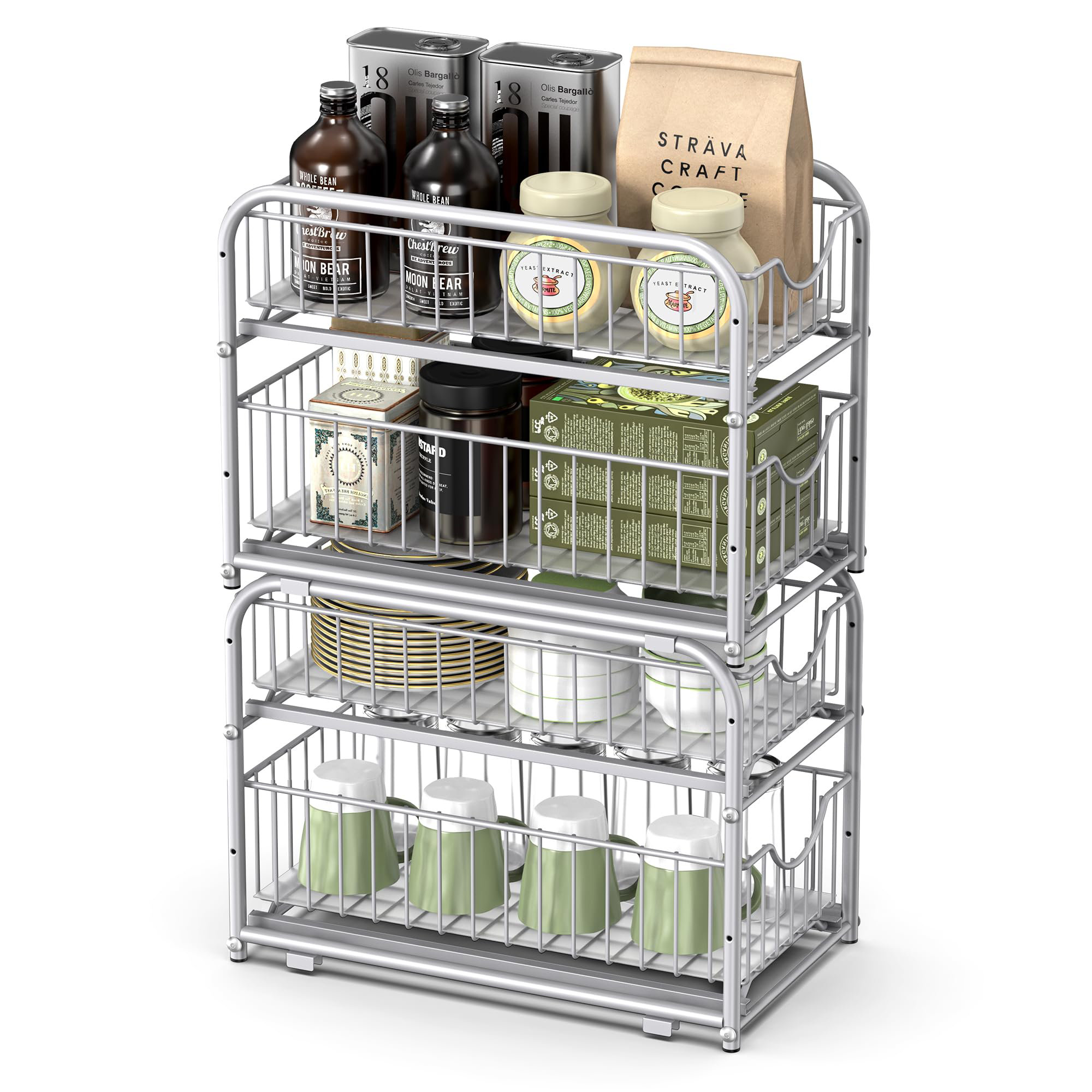 Rebrilliant 2-Tier Adjustable Stackable Cabinet Organizer With Pull-Out ...