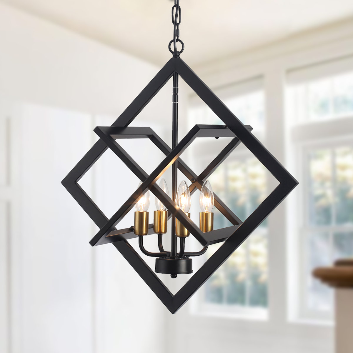 Ivy Bronx 4 - Light Dimmable Modern Lantern Geometric Cage Pendant ...