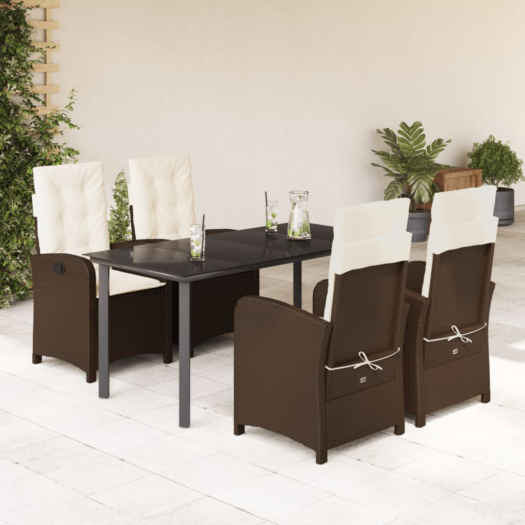 Hokku Designs 5 Piece Patio Dining Set With Cushions Brown Poly Rattan ...