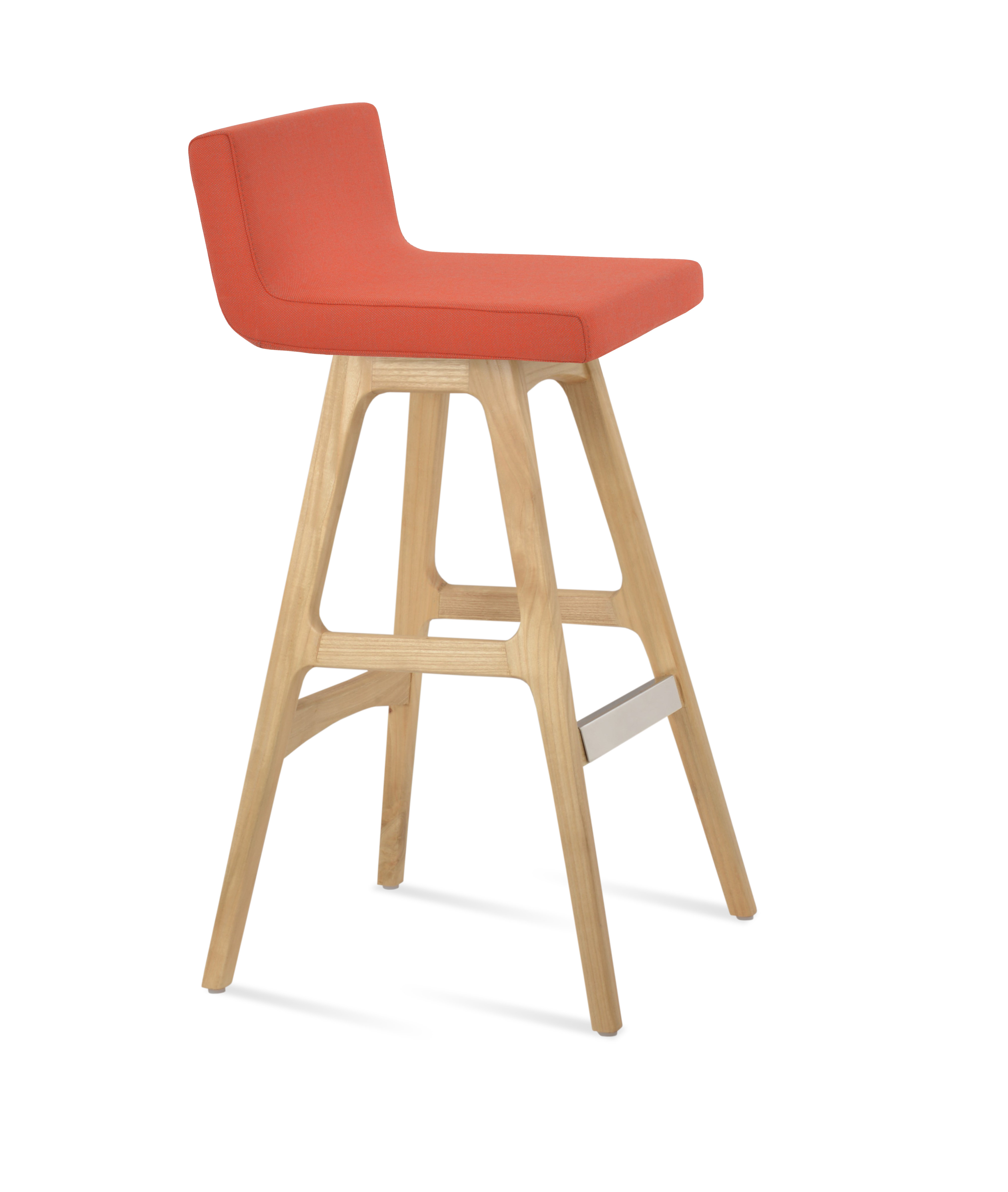 sohoConcept Dallas PR Wood Counter Stool in Orange Turquoise Fabric ...