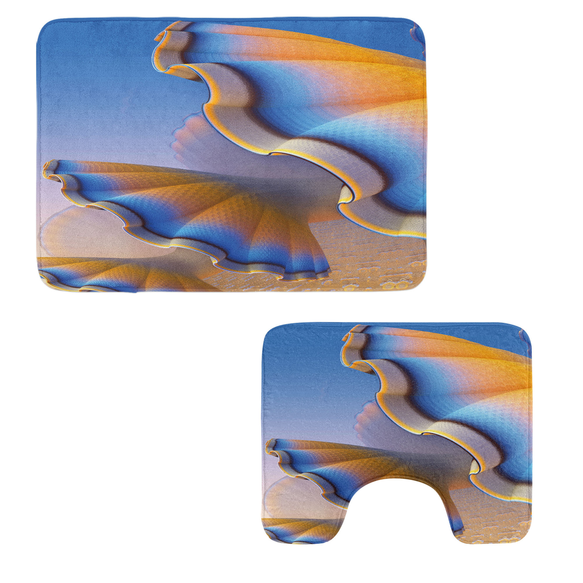 East Urban Home Digital Bathroom Rug Set 2 Pieces Rectangle & Contour ...