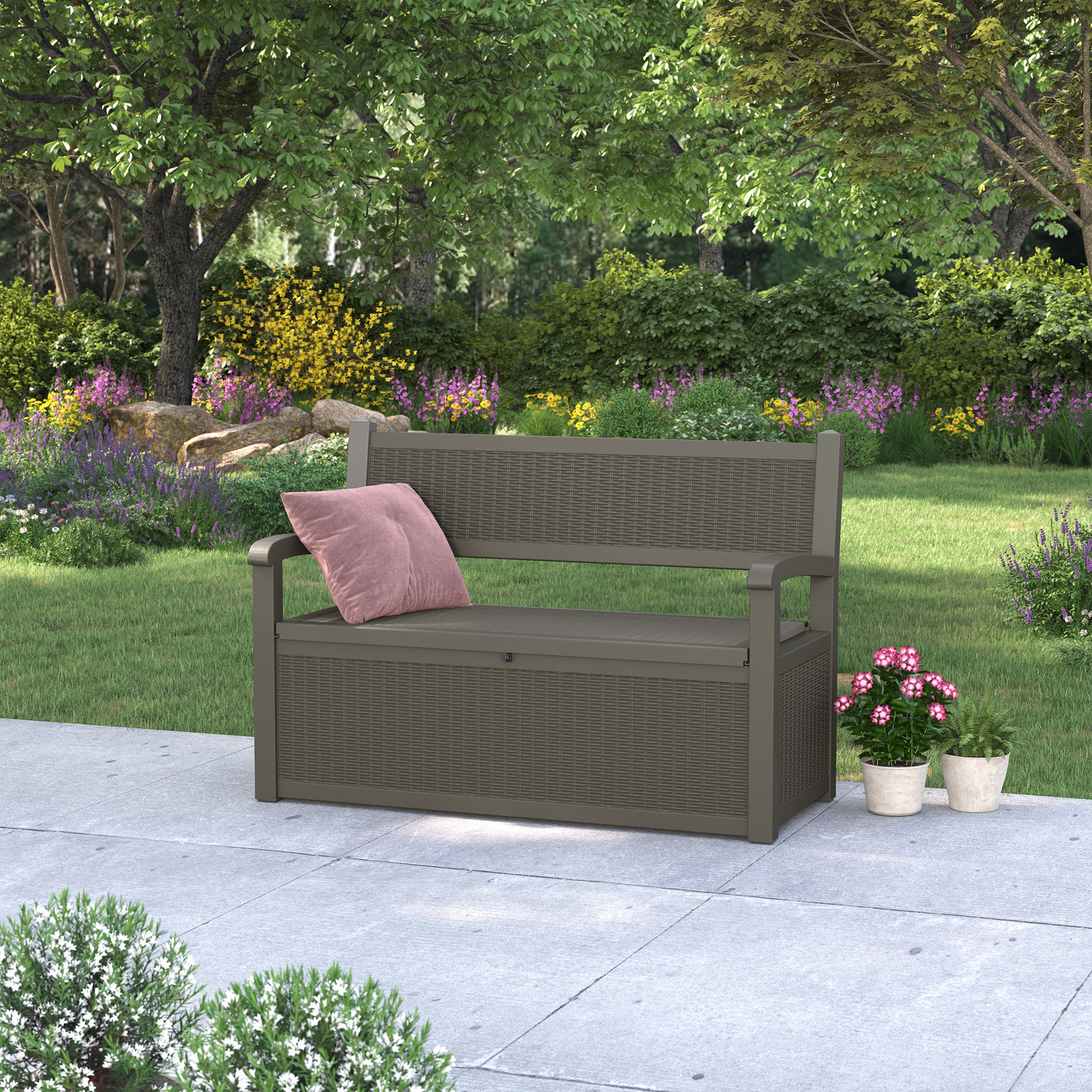 KAMABOKO 70-Gallon Outdoor Storage Bench, Outdoor Storage Box ...