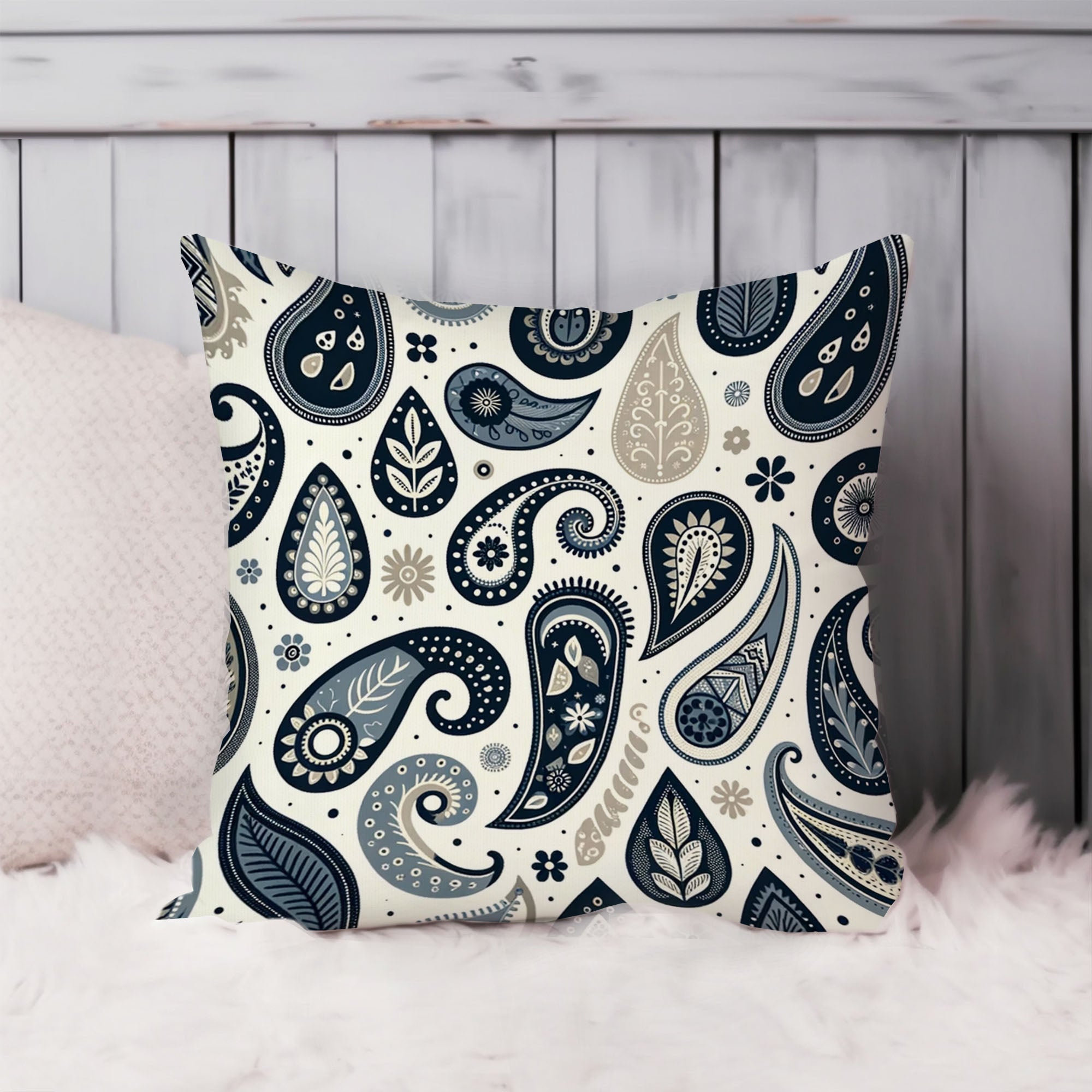 Ethan Taylor Abstract Navy Blue Paisley Pattern IV Bohemian | Wayfair