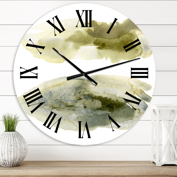 East Urban Home Dark Green Abstract Clouds I - Modern wall clock | Wayfair