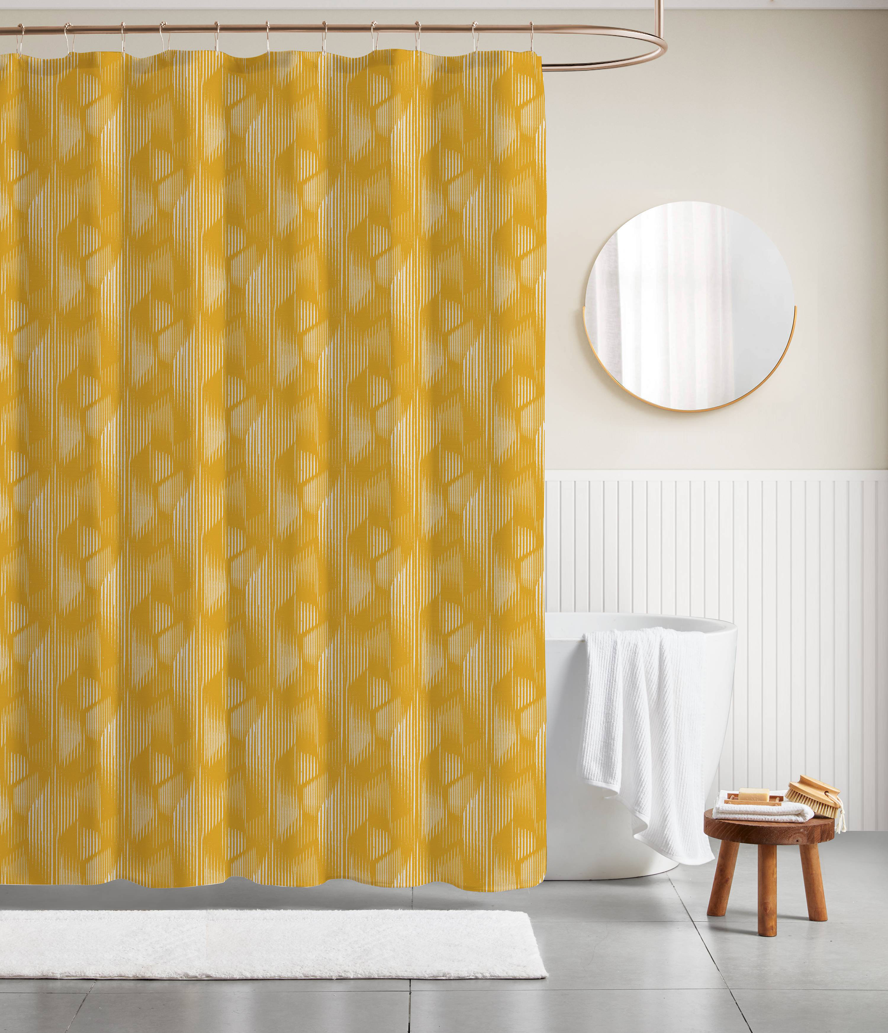 DESIGN STUDIO Tafari Gold Polyester Canvas Shower Curtain | Wayfair