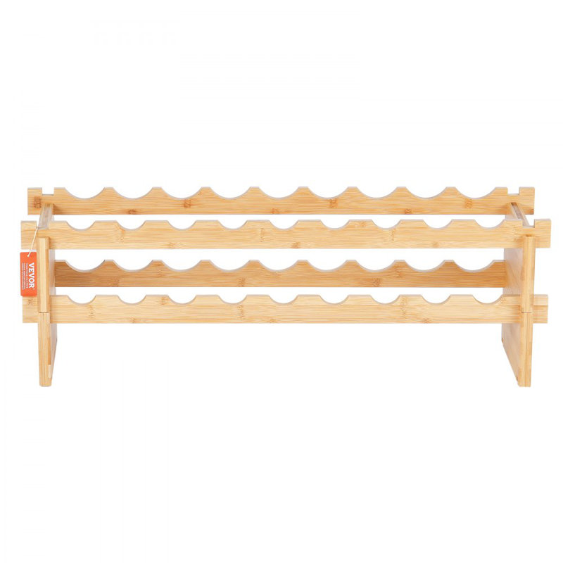 Ebern Designs 18 Bottle Stackable Modular Wine Rack Bamboo Wood Display ...