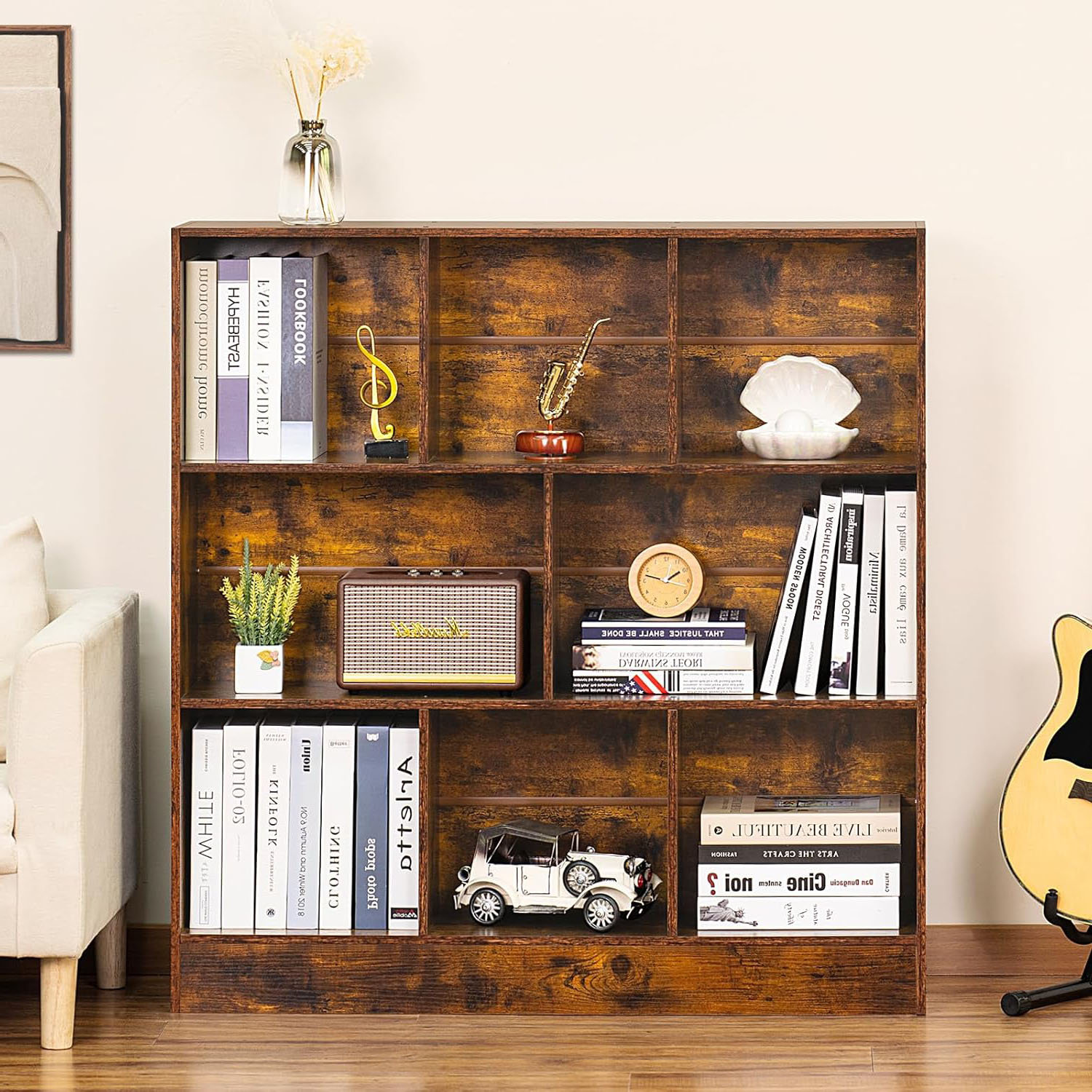 Latitude Run® 3 Tier Mid-Century Modern Natural Bookcase | Wayfair