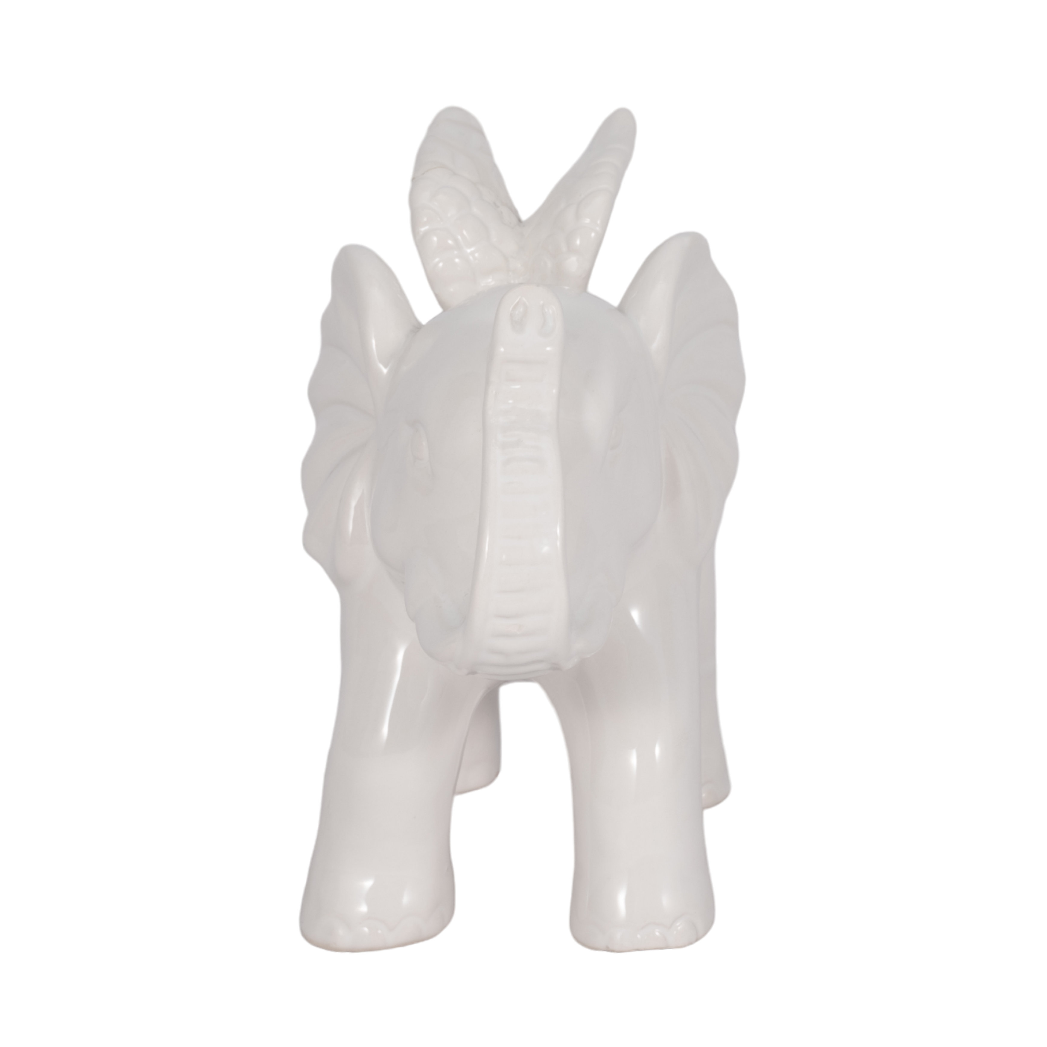 Dakota Fields 7" Ceramic Angel Elephant Figurine - Contemporary White ...