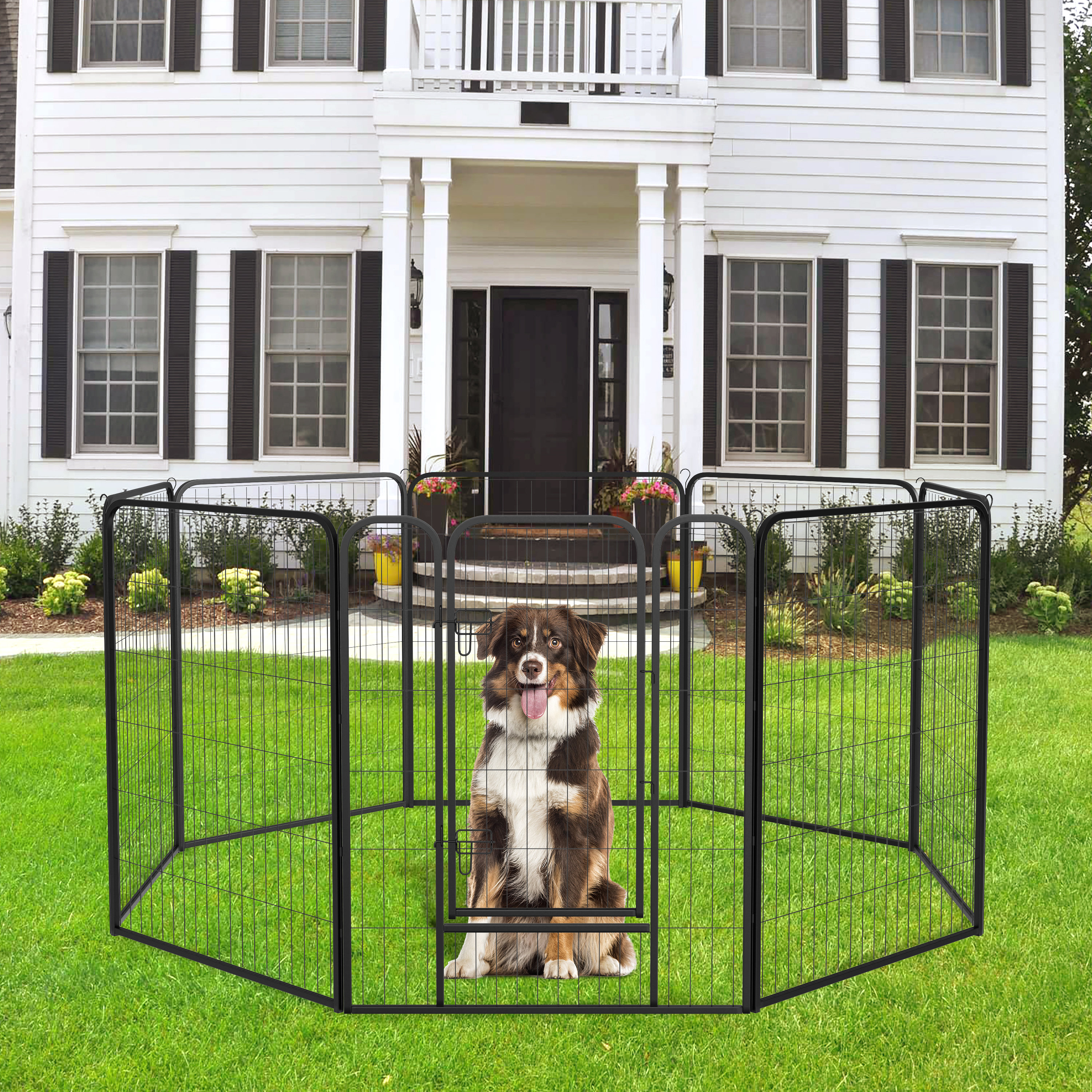 Aaronam Outdoor Safe Portable Dog Playpen Barrier Exercise Pet Pen (8 ...