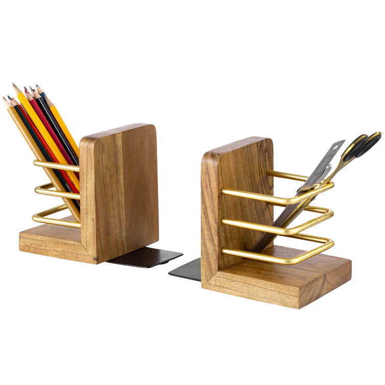 Mercer41 Handcrafted Acacia Wood Decorative Bookend - Wayfair Canada