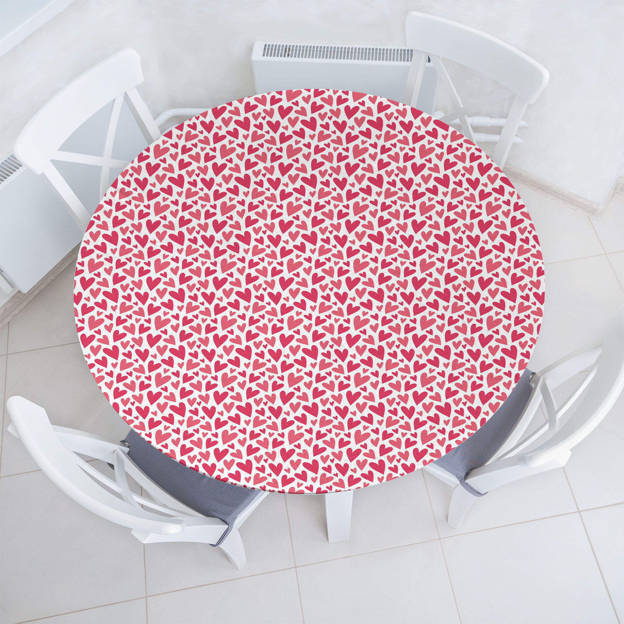 Mercer41 Pastel Fitted Round Tablecloth Coral Pink and White | Wayfair