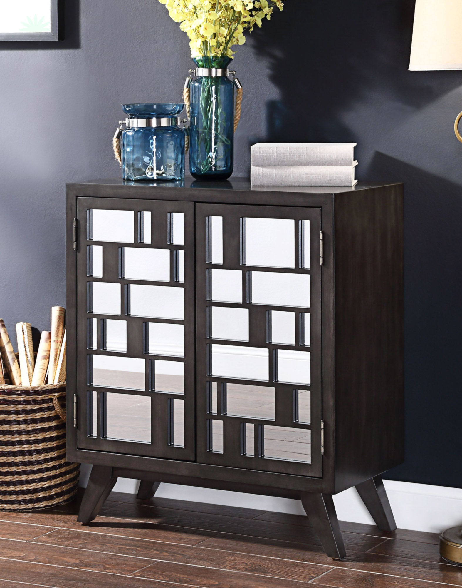 Corrigan Studio® Scannell 2 Door Mirrored Accent Cabinet | Wayfair