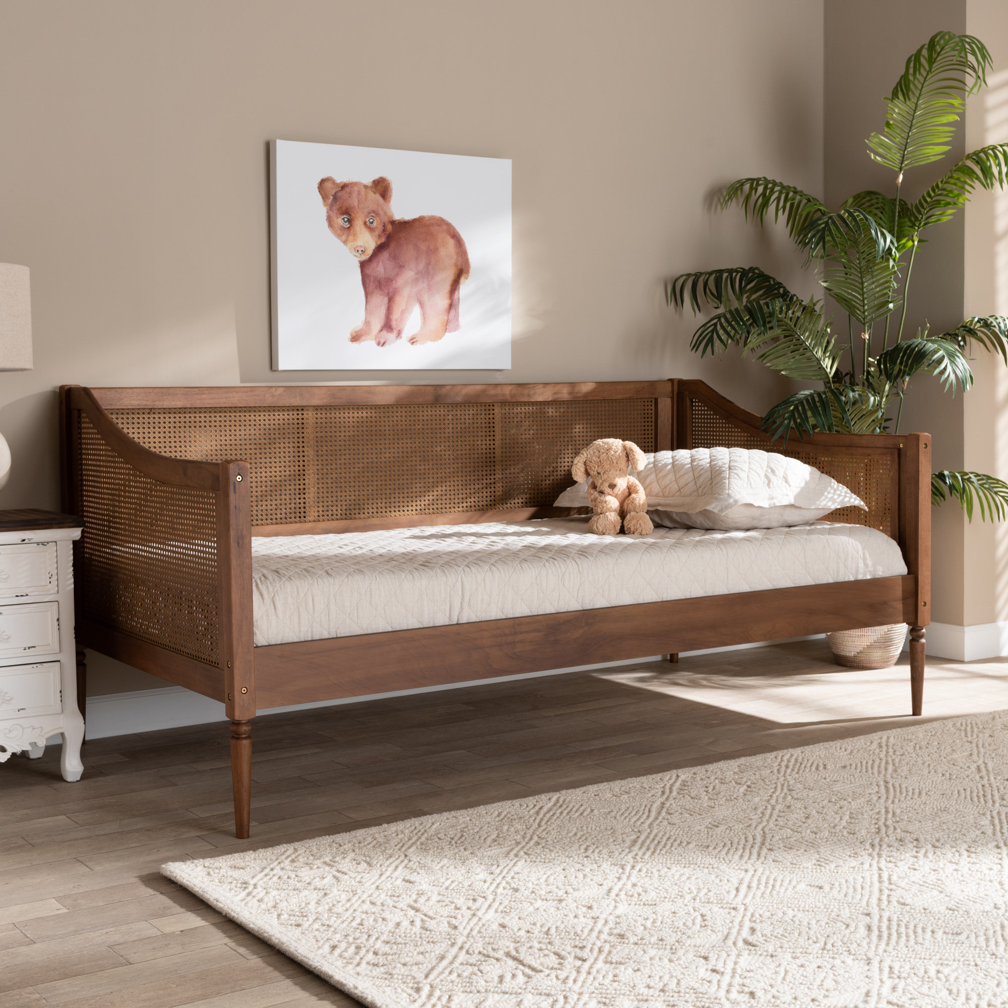 Loon Peak Kaashvi Ogden Mid-Century Modern Wood and Synthetic Rattan ...