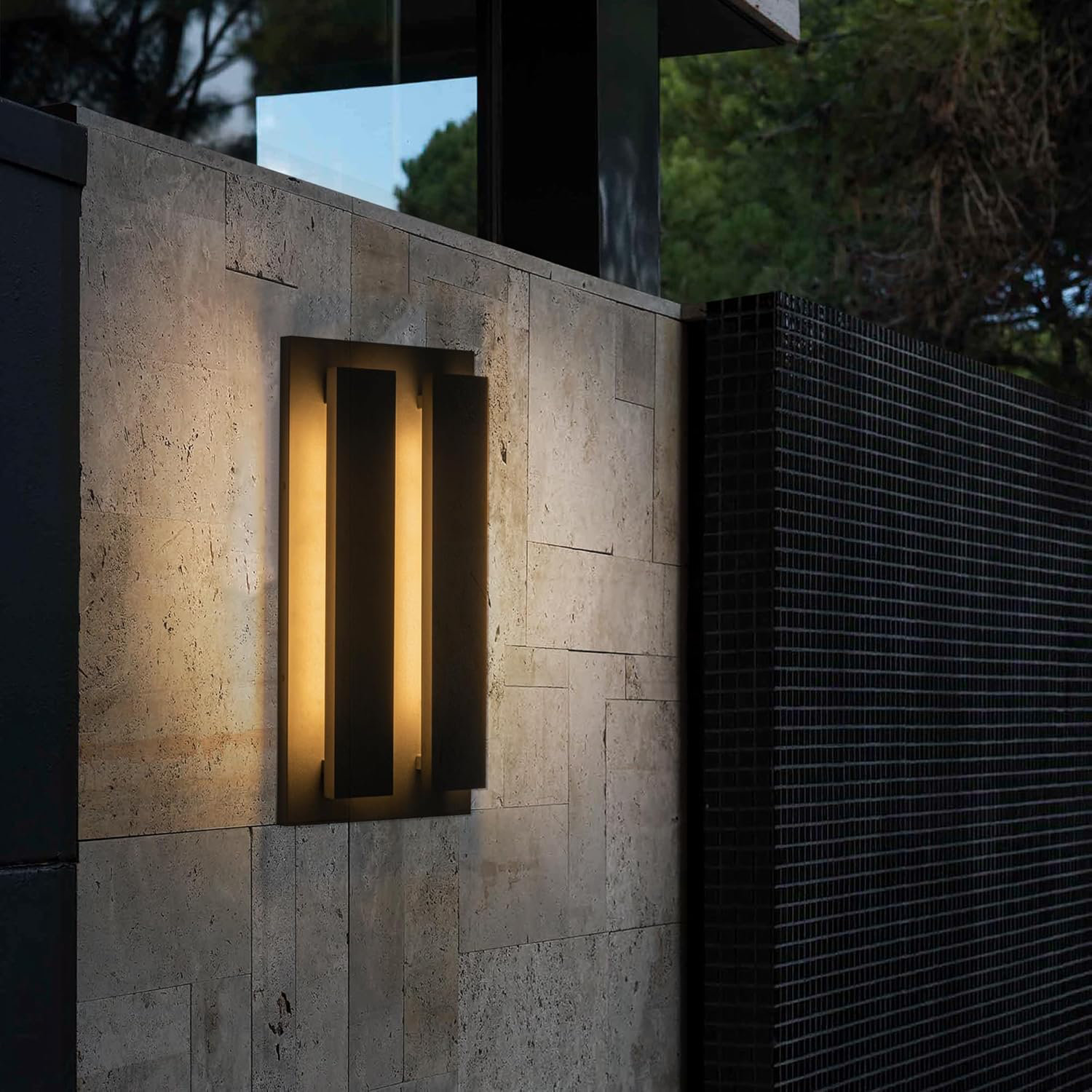 Wade Logan® Cinde 18" Modern LED Outdoor Wall Sconce, Dimmable Black ...