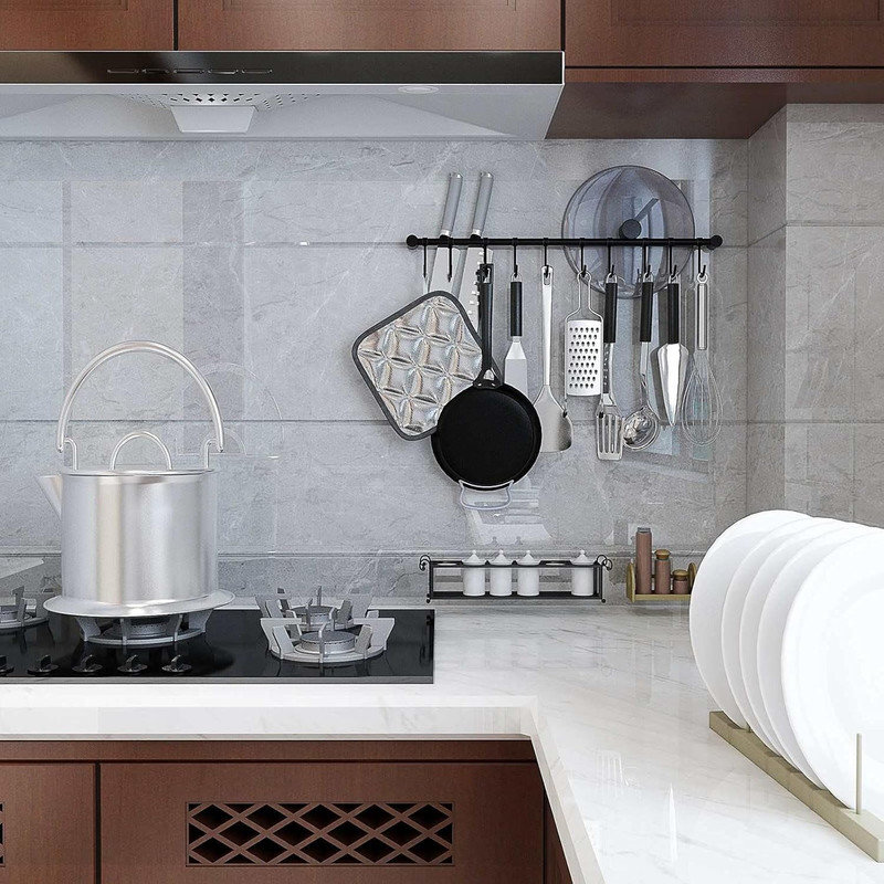 Prep & Savour Wall Mounted Utensil Rack with 10 Silent Sliding ...