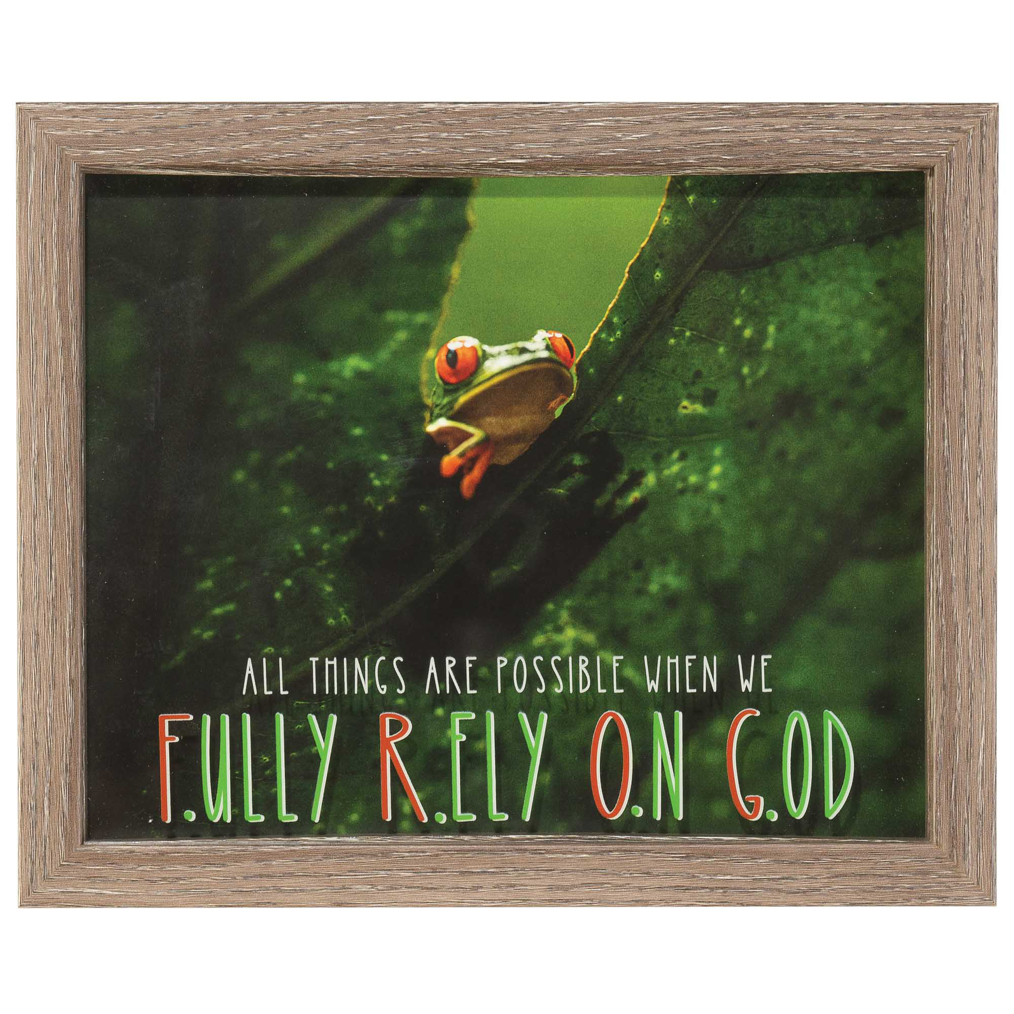 Trinx Framed Wall Art Rely On God Woodgrain - Wayfair Canada