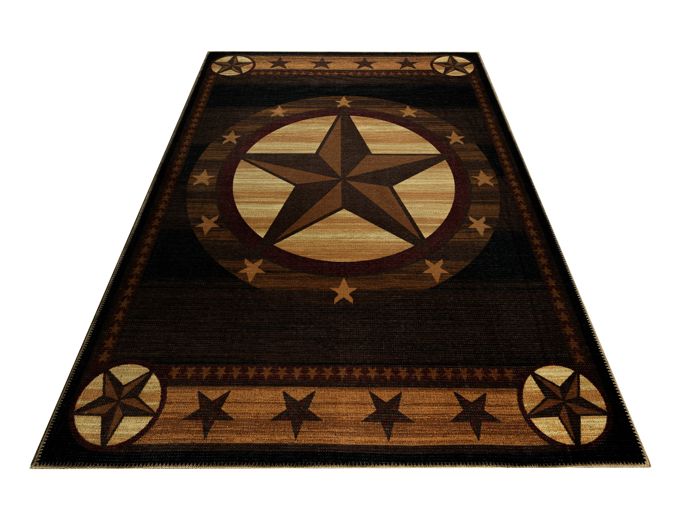 Union Rustic Texas Star Machine Washable Area Rug Woven in Brown/Red ...