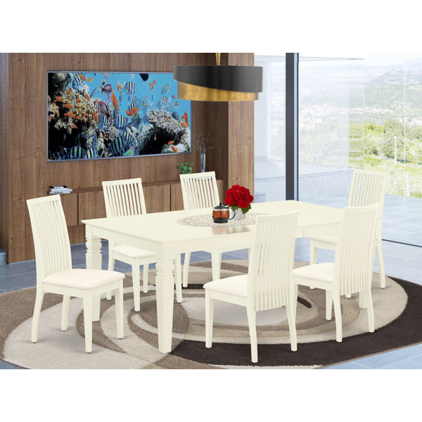 Highland Dunes Uriah 7 - Piece Extendable Solid Wood Dining Set | Wayfair