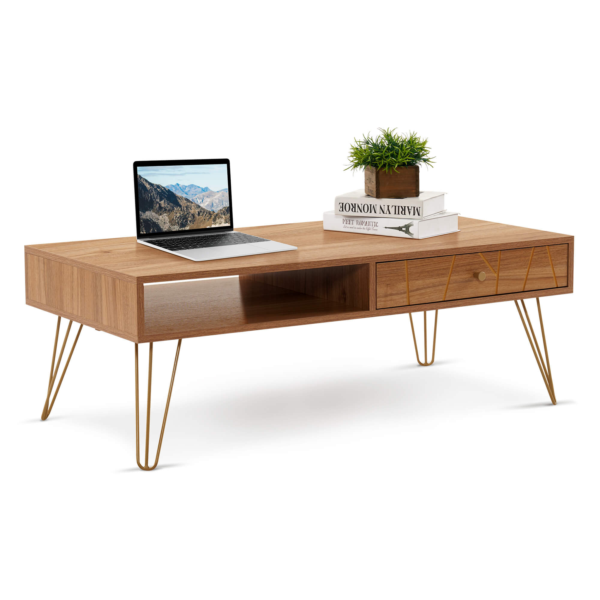 Mercer41 Makamae 4 Mid-Century Modern Coffee Table with Storage ...