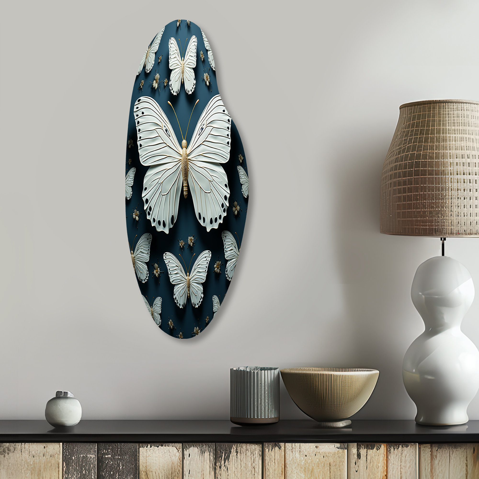 Design Art White Black Butterfly Fluttering Wings Butterflies ...