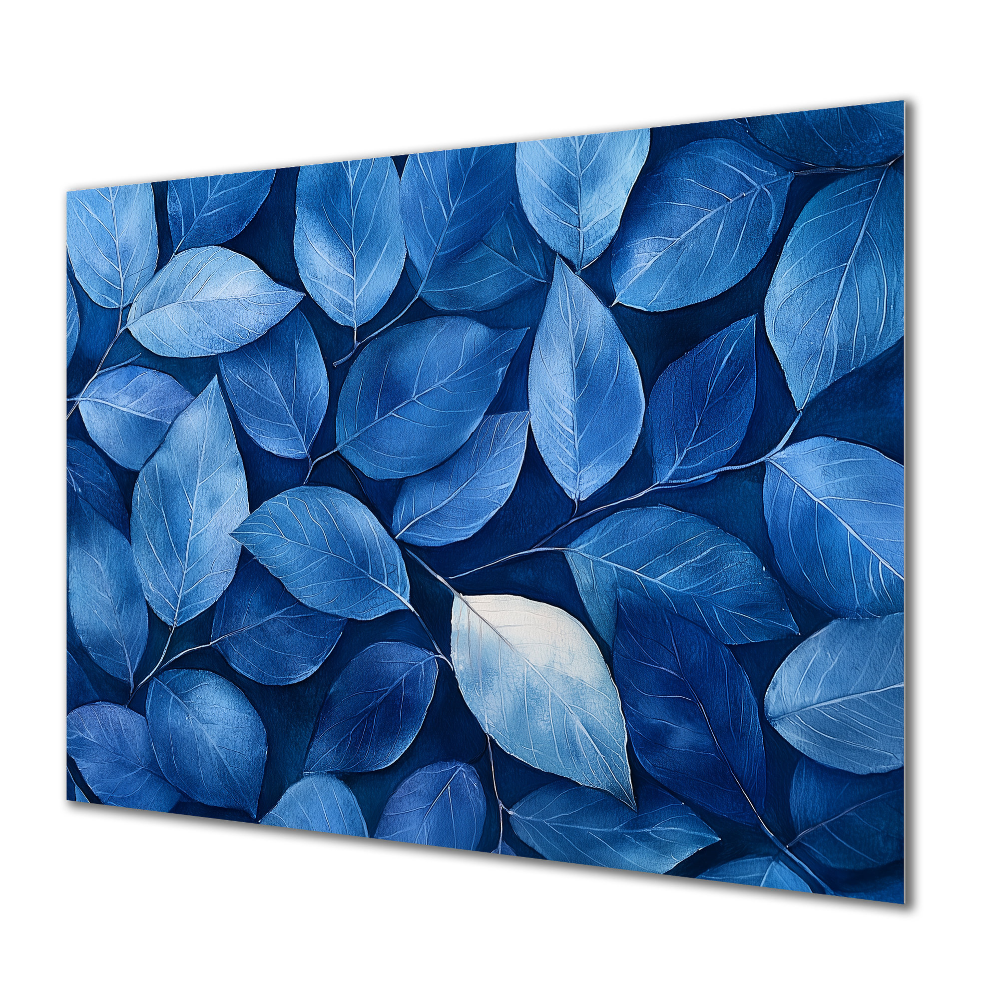 Latitude Run® Indigo Leaves Foliage Collage II - Traditional Metal Art ...
