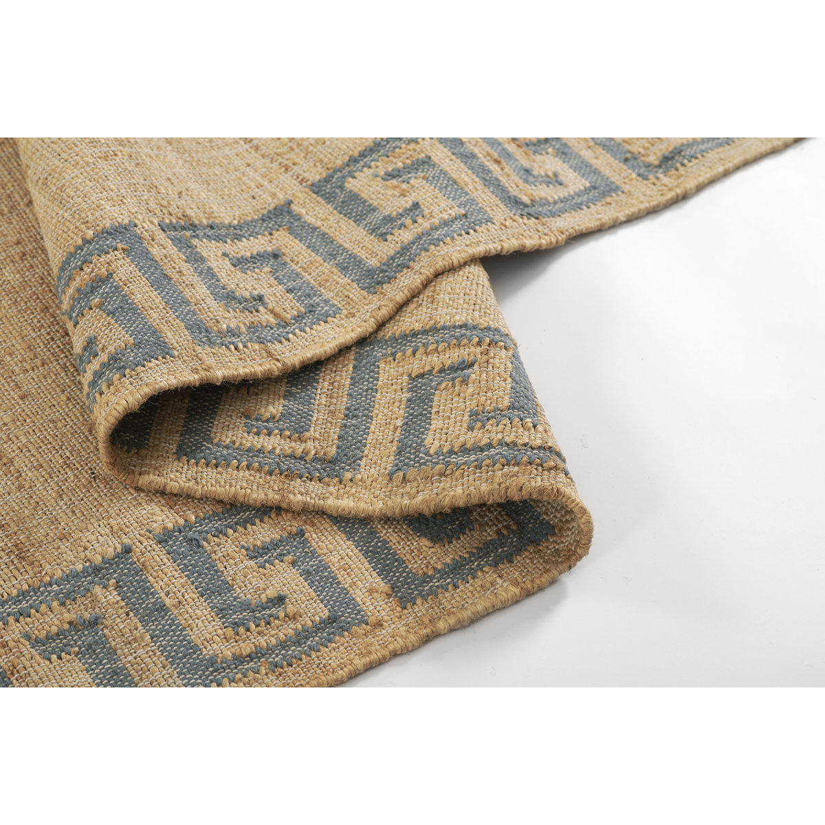Erin Gates by Momeni Orchard Greek Key Jute and Wool Hand Woven Blue ...