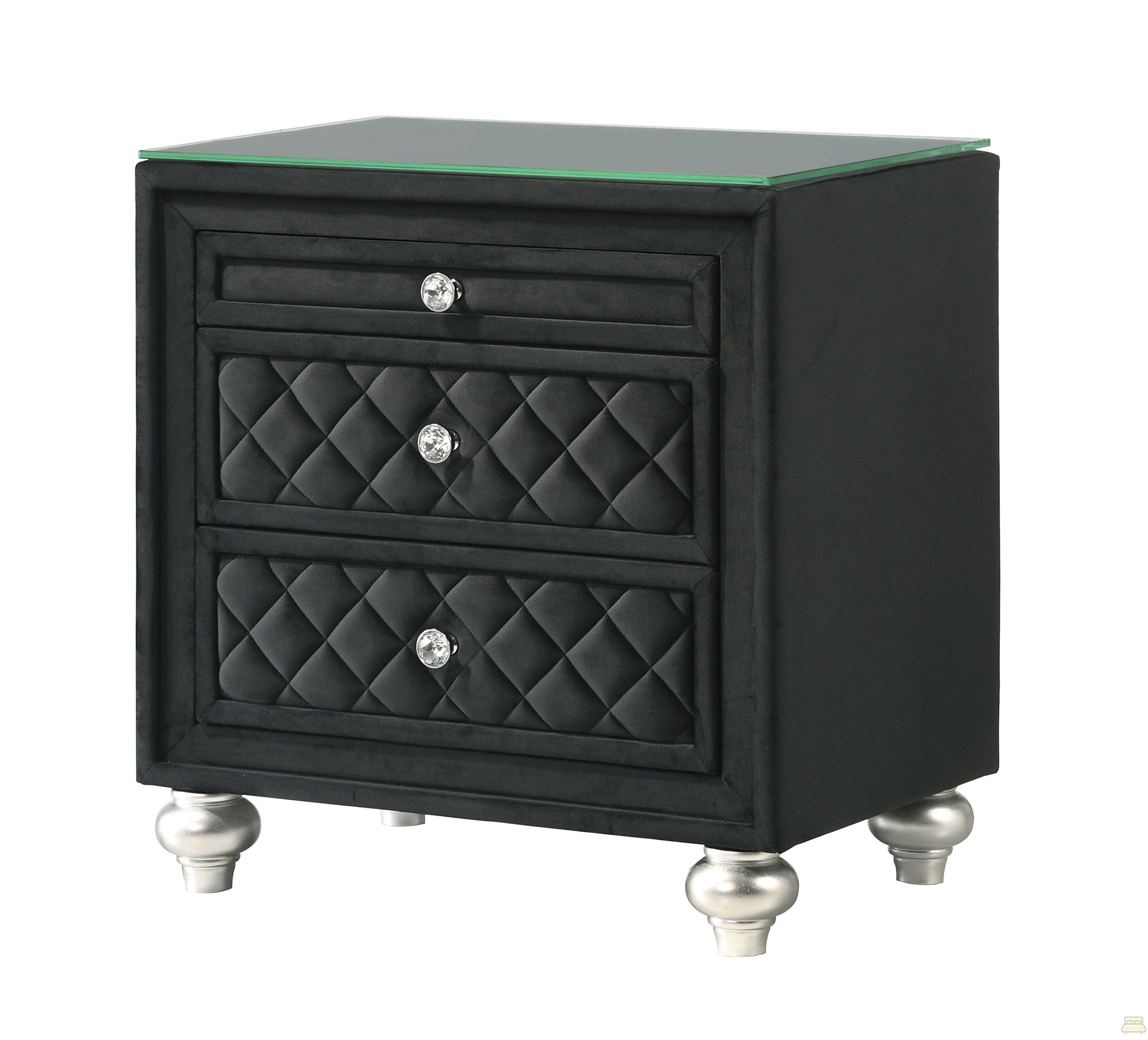 Everly Quinn 1Pc Glam 3-Drawer Nightstand Velvet Tufted Drawer | Wayfair
