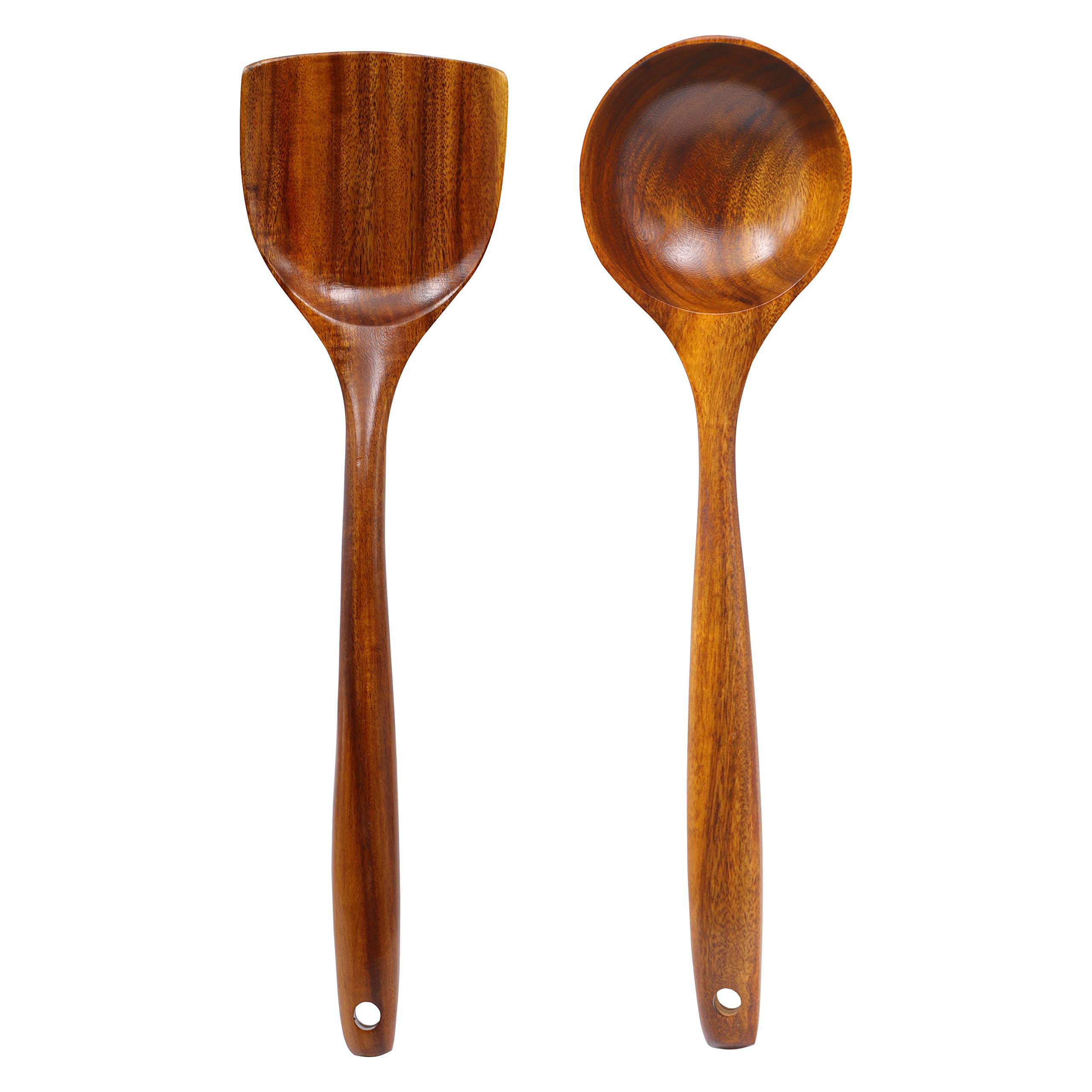 HUDSON & ASHTON LLC Teak Wok Spatula Spoon Tool Set, 14 Inch Long ...