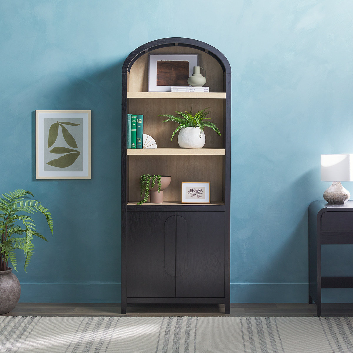 Corrigan Studio® Modern 3 Shelf Open Arched Bookcase Cabinet | Wayfair