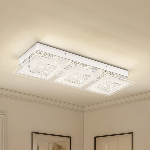 Mercer41 18 Inch Led Ceiling Light Flush Mount Light Fixture Crystal ...