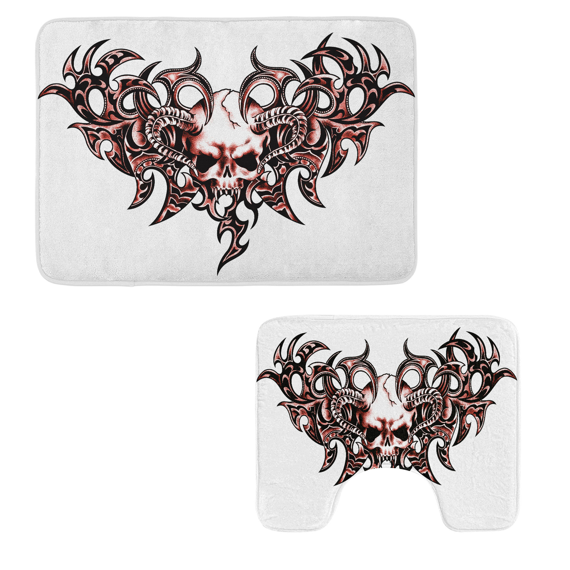 East Urban Home Tattoo Bathroom Rug Set 2 Pieces Rectangle & Contour ...