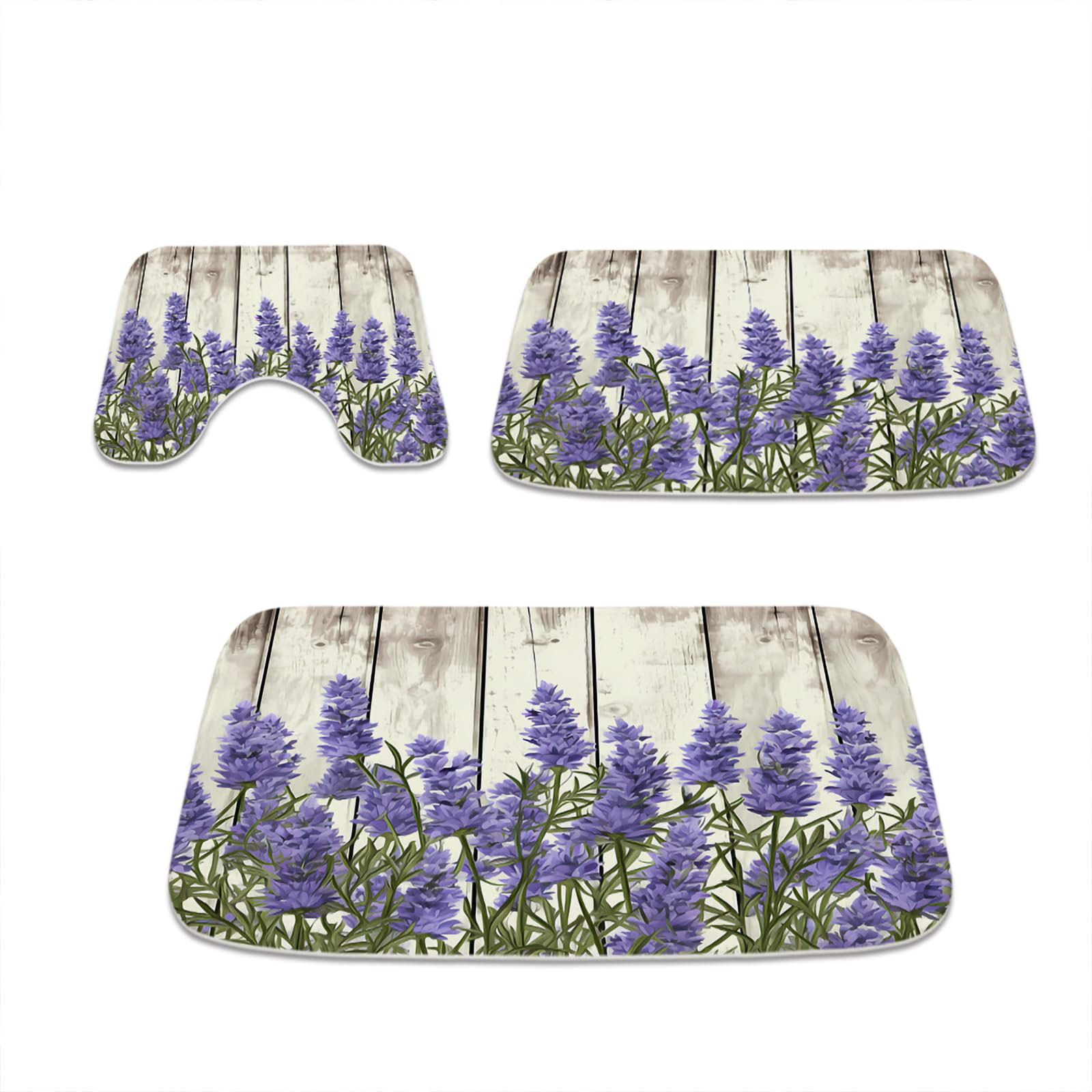 East Urban Home Rustic Lavender Wood Plank Bathroom Rug Set - 3 Piece ...