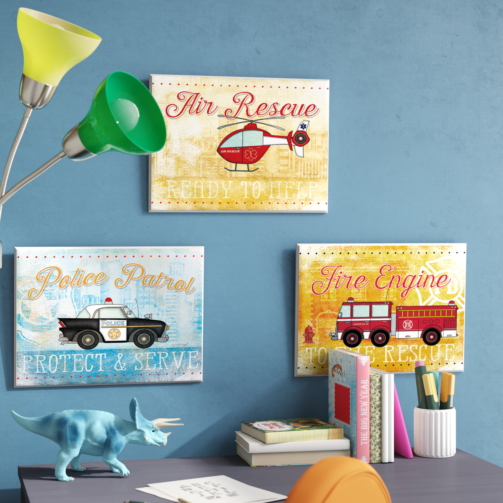 Mason & Marbles Burkett Rescue Vehicles and Mottos 3 Piece Wall Plaque ...