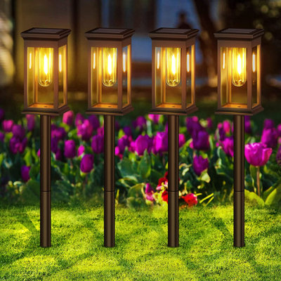LETMY Black Low Voltage Solar Powered Integrated LED Pathway Light Pack ...