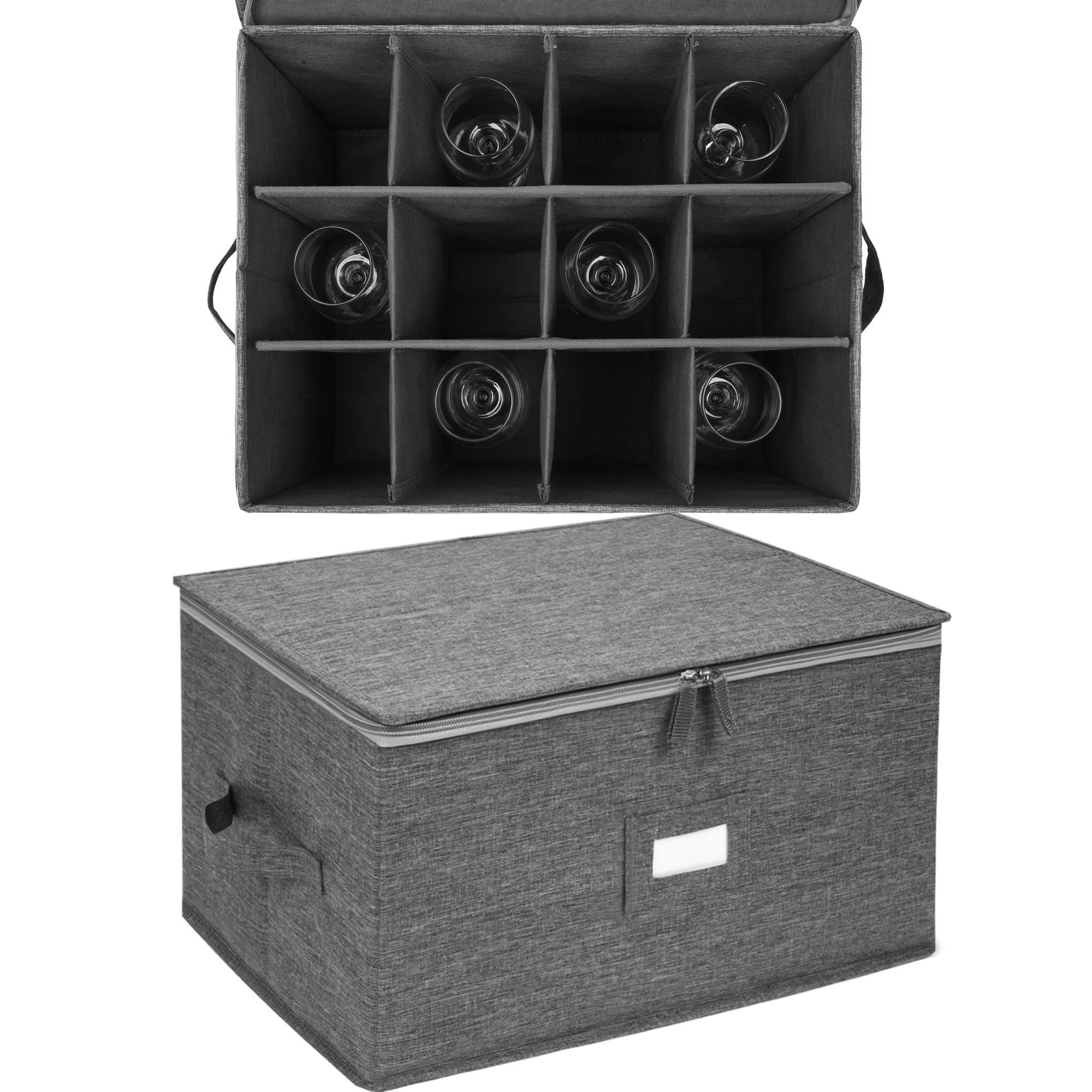 Hokku Designs Wine Glass Storage Box, Stemware Storage Containers Cases ...