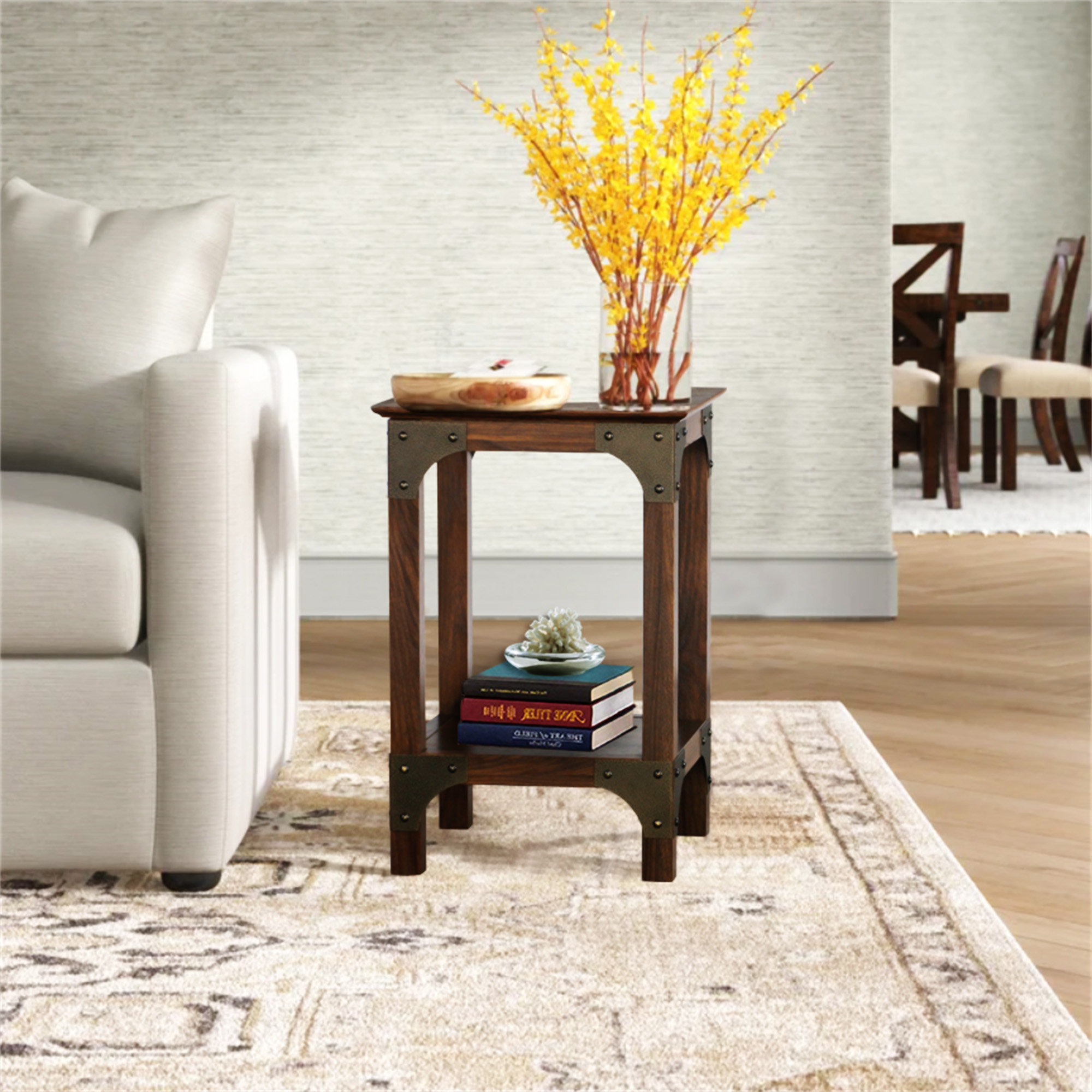 Ebern Designs End Table "Versatile Walnut End Table - Modern Industrial ...