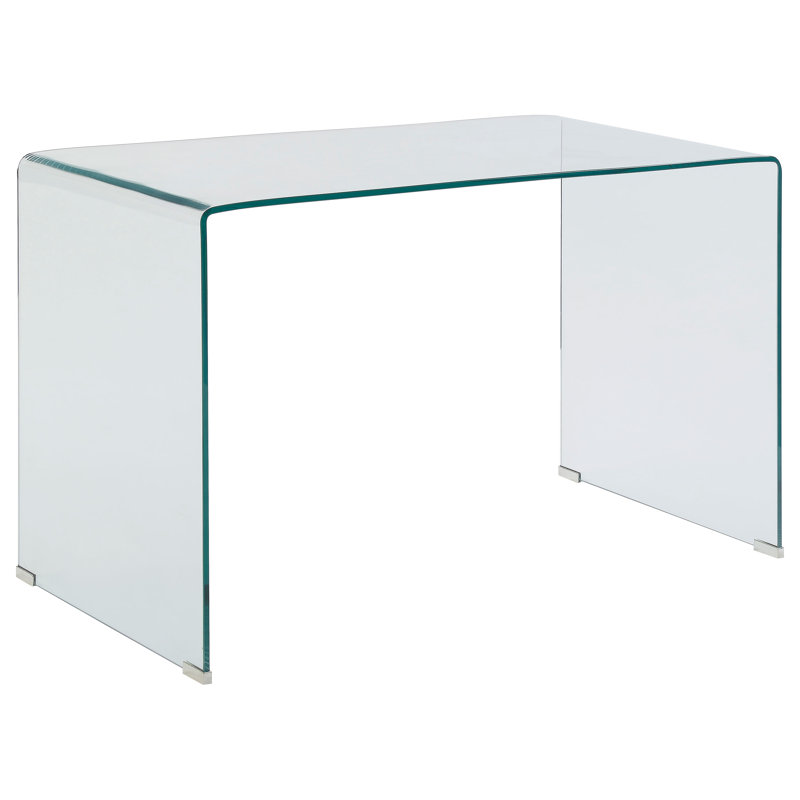 Alma Ripley 47-Inch Tempered Bent Glass Writing Desk Clear | Wayfair