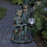 Exhart Solar Antique Innocence Faux Bronze Boy and Girl Statue, 9 by 15 ...