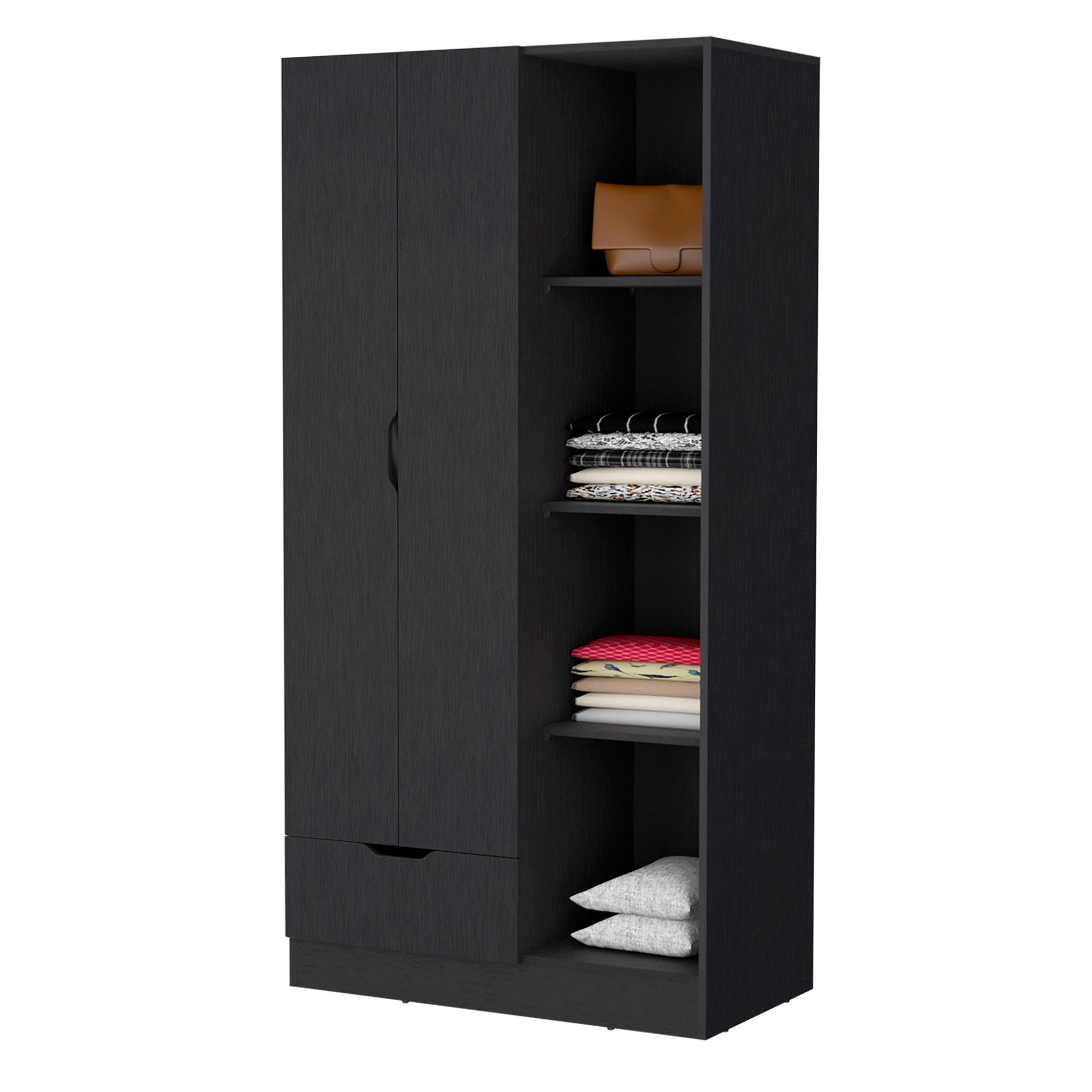 Latitude Run® 2-Door Armoire with Open Compartment | Wayfair