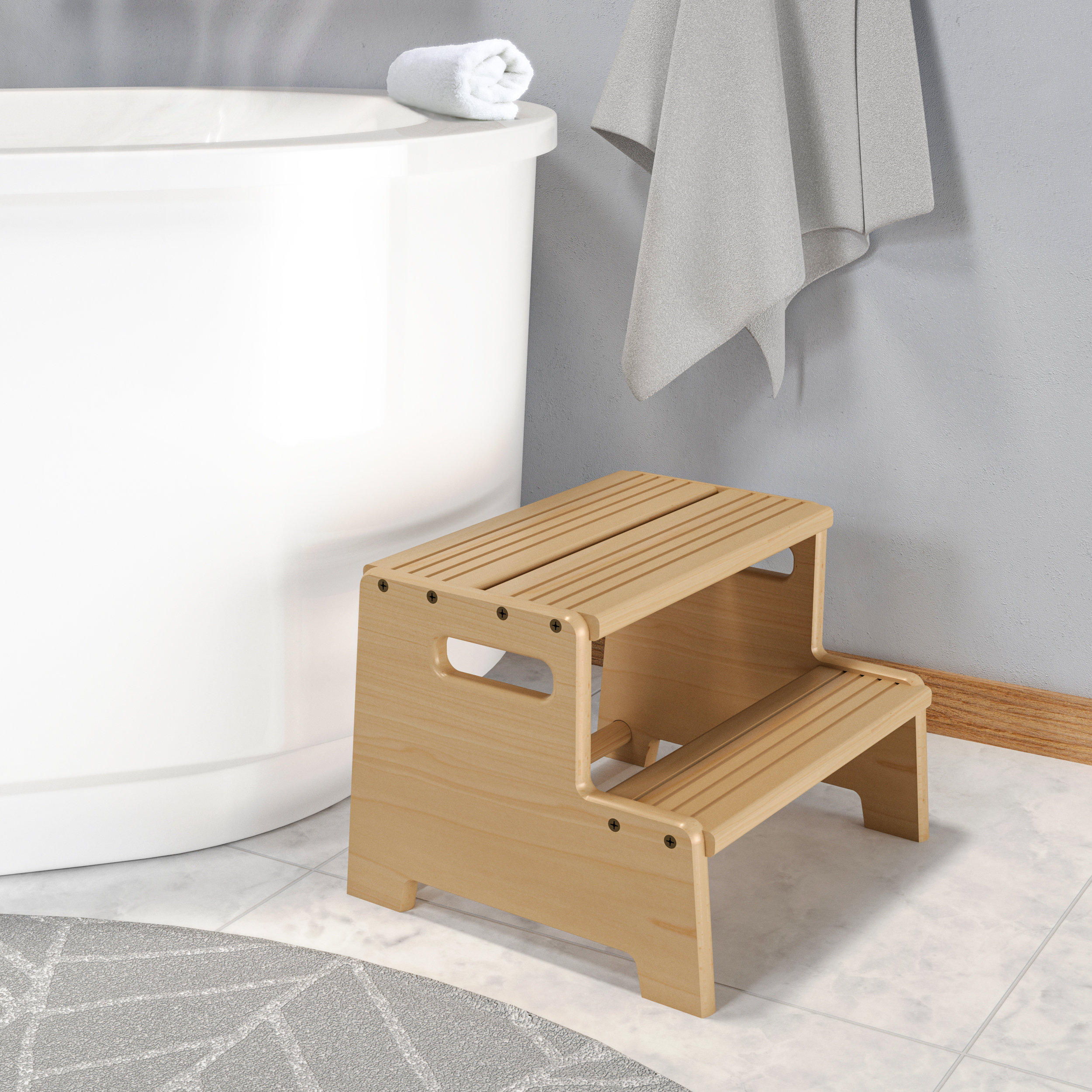 Latitude Run® Anjum 11.86" 2 - Step Wood Step Stool | Wayfair
