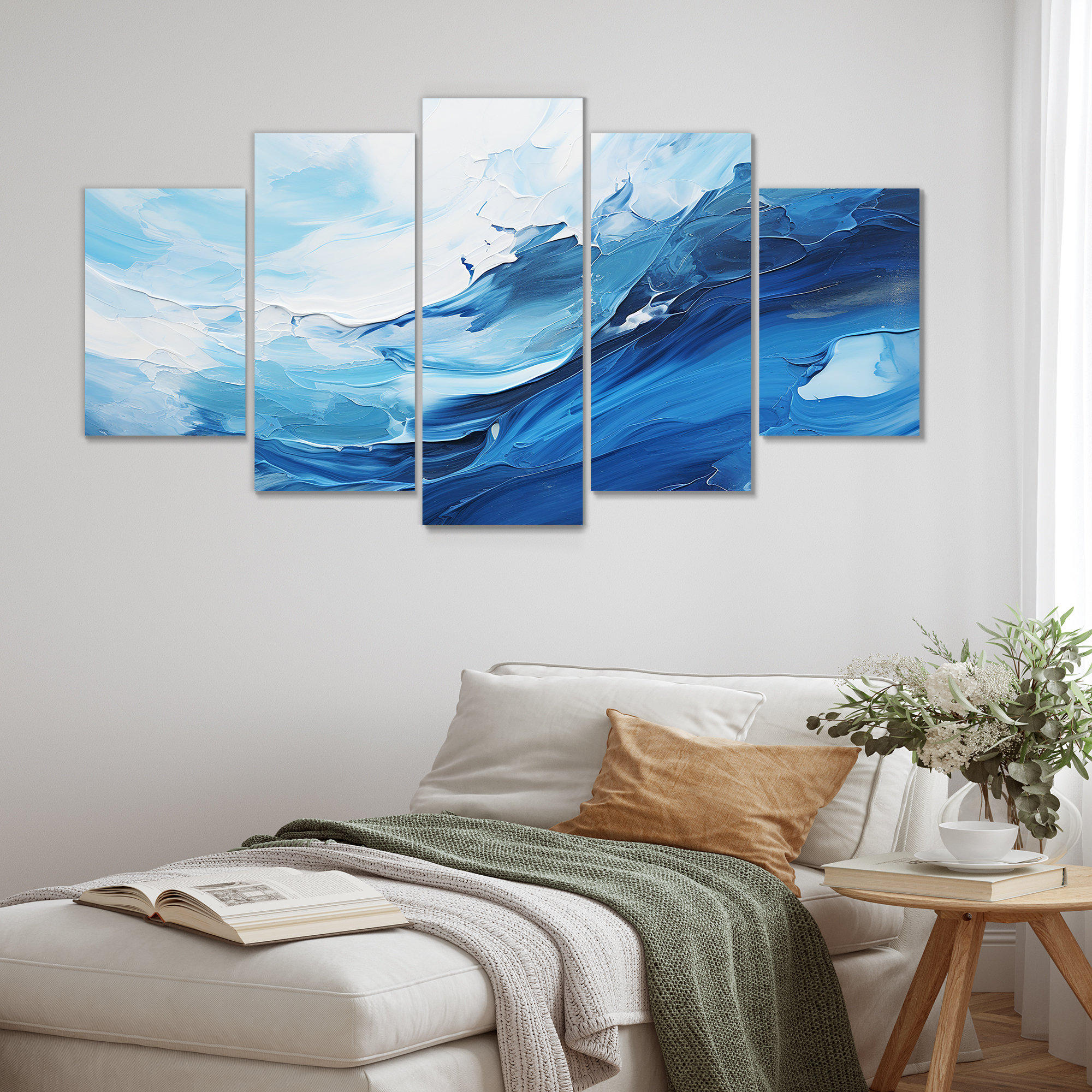 Dovecove Blue Emotional Tachisme Waves IV - Tachisme Multipanel Wall Art | Wayfair