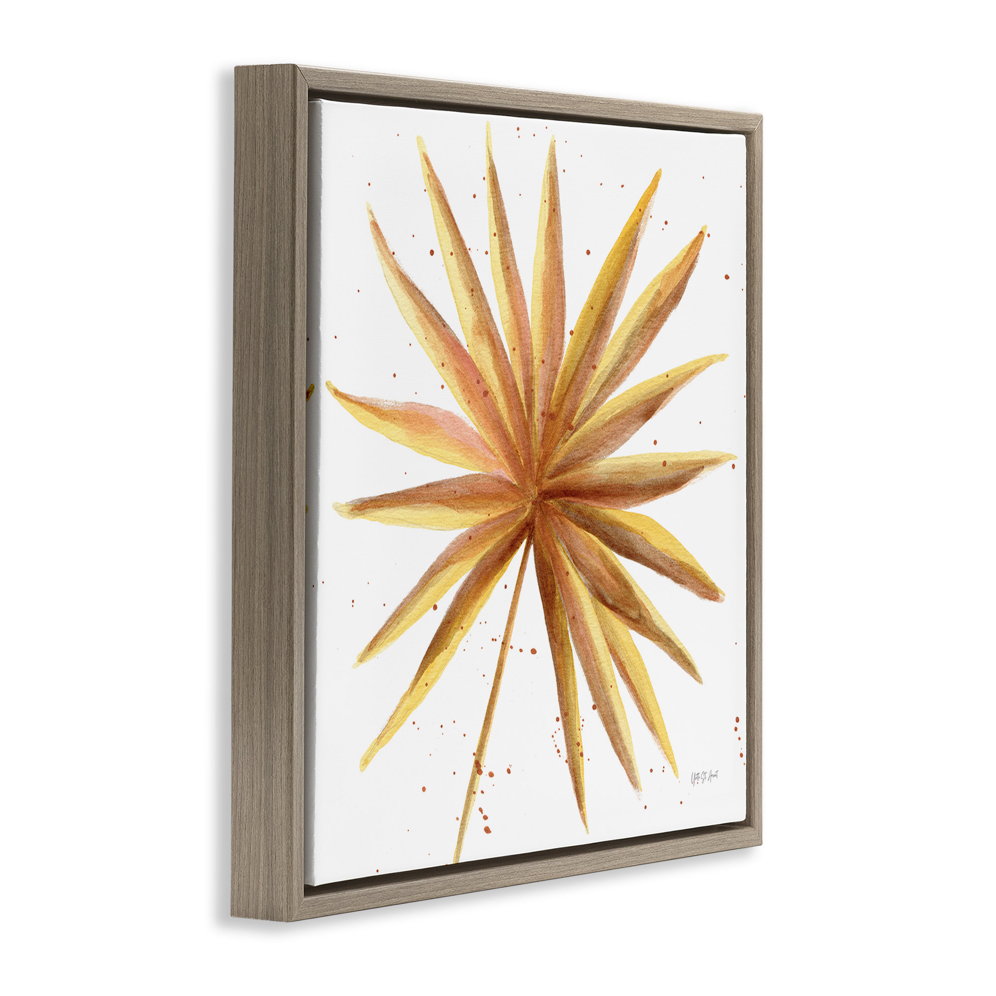 Bay Isle Home™ Golden Palm Frond Framed Floater Canvas Wall Art by ...