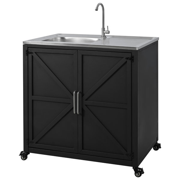 Gracie OaksOutdoor Modular Kitchen Sink Station with Movable Cabinet ...