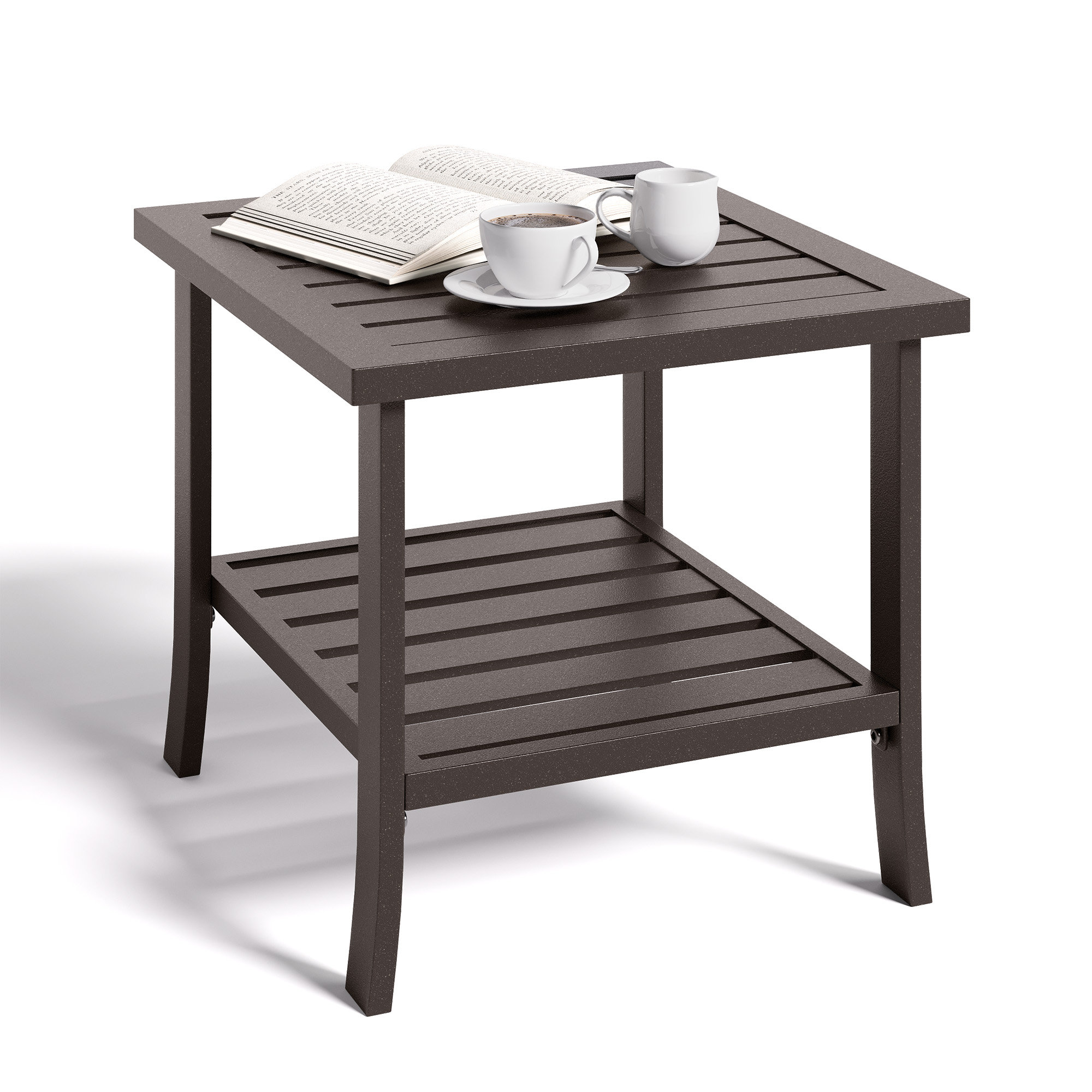 Winston Porter Deins 2-Tier 19" Square Steel Side Table & Reviews | Wayfair